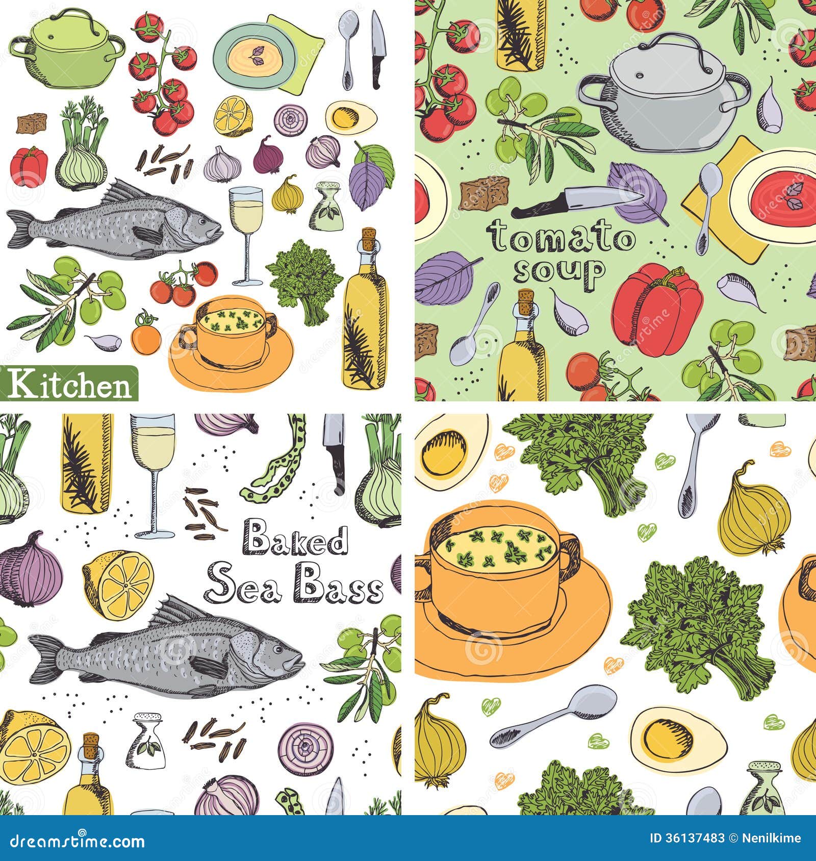 Kitchen&food set stock vector. Illustration of onions - 36137483