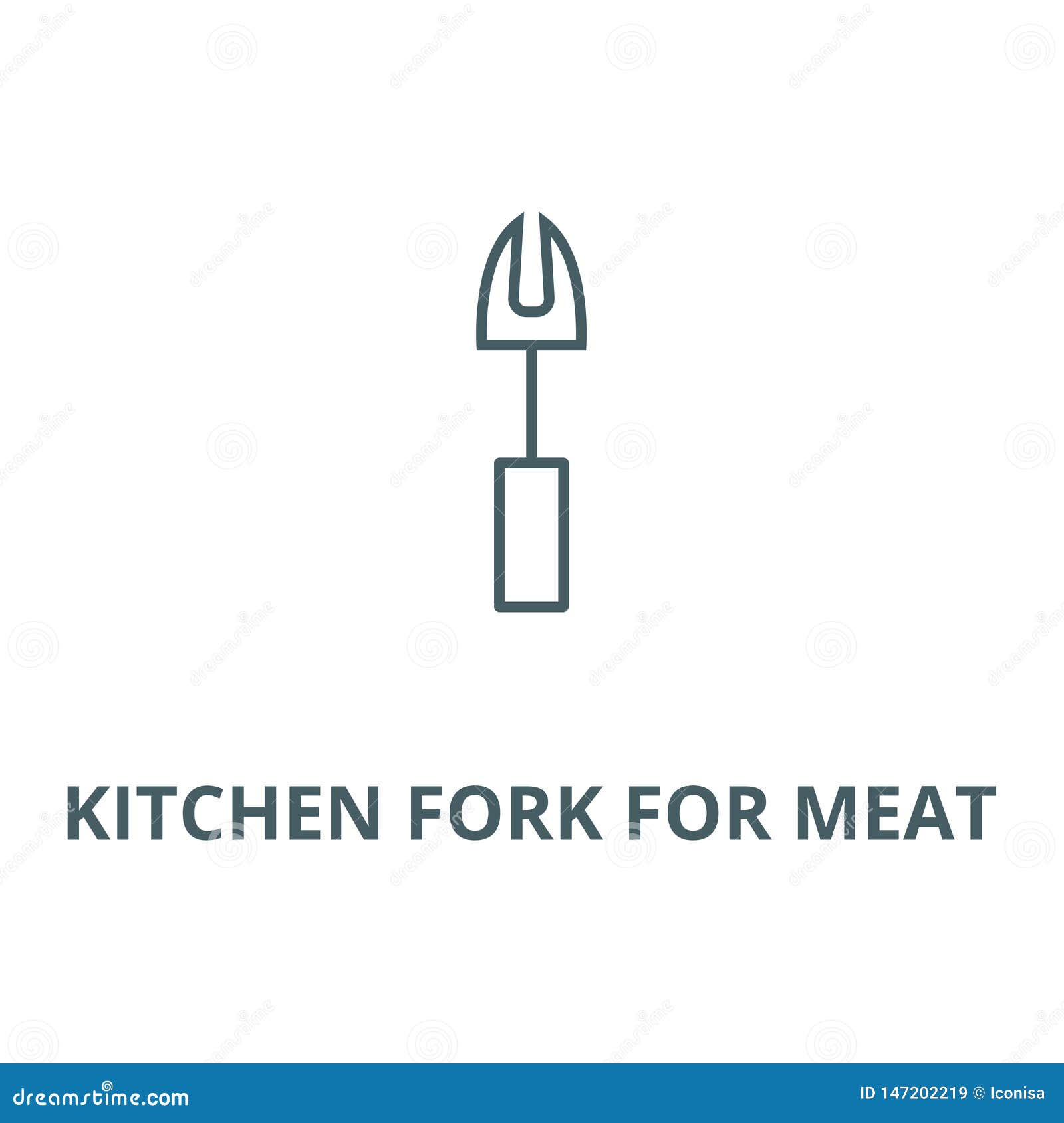 Kitchen Fork for Meat Vector Line Icon, Linear Concept, Outline Sign ...