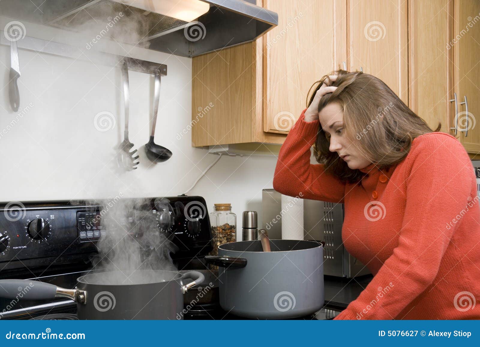 Kitchen frustrations stock image. Image of person, hair - 5076627