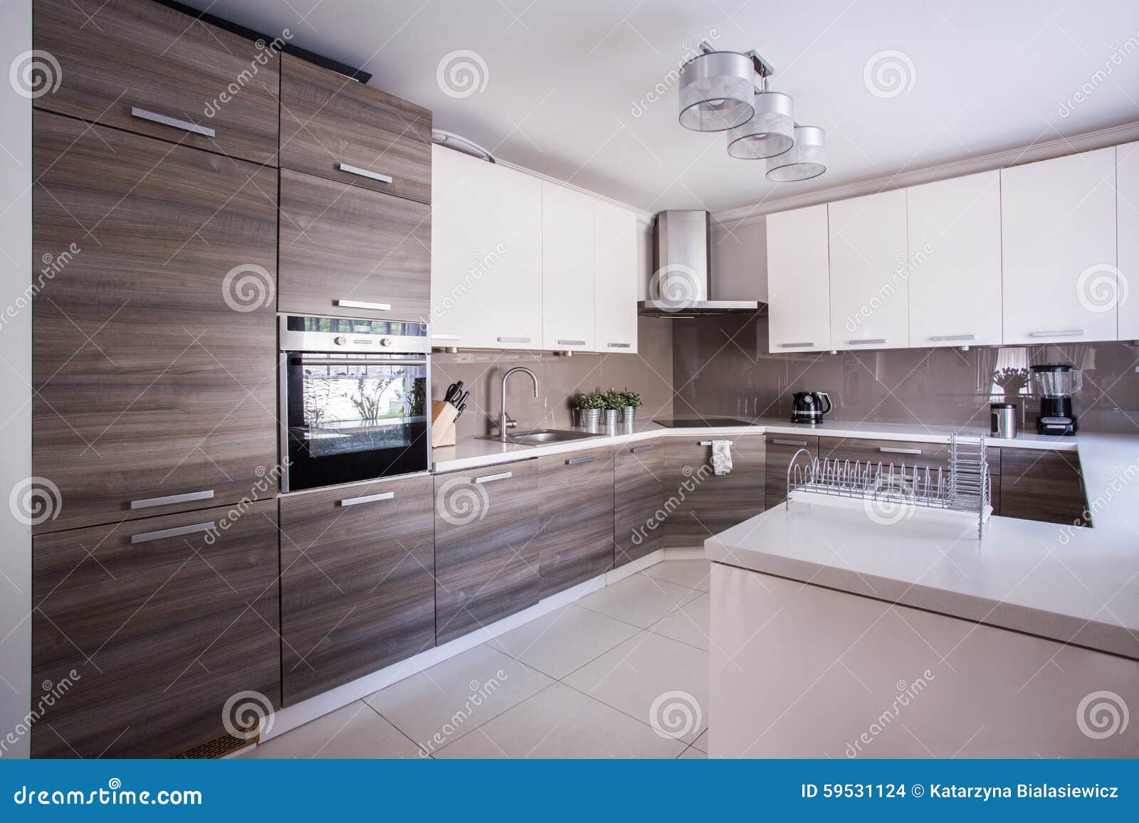 Kitchen Furnished in Modern Design Stock Photo - Image of gloss ...