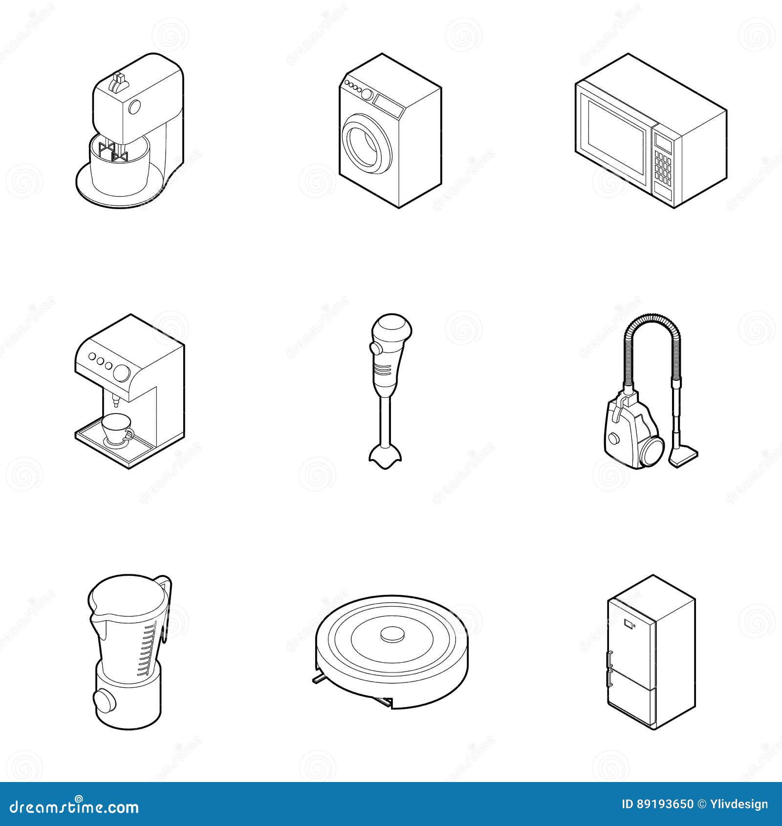 Kitchen Gadgets Icons Set, Outline Style Stock Vector - Illustration of ...