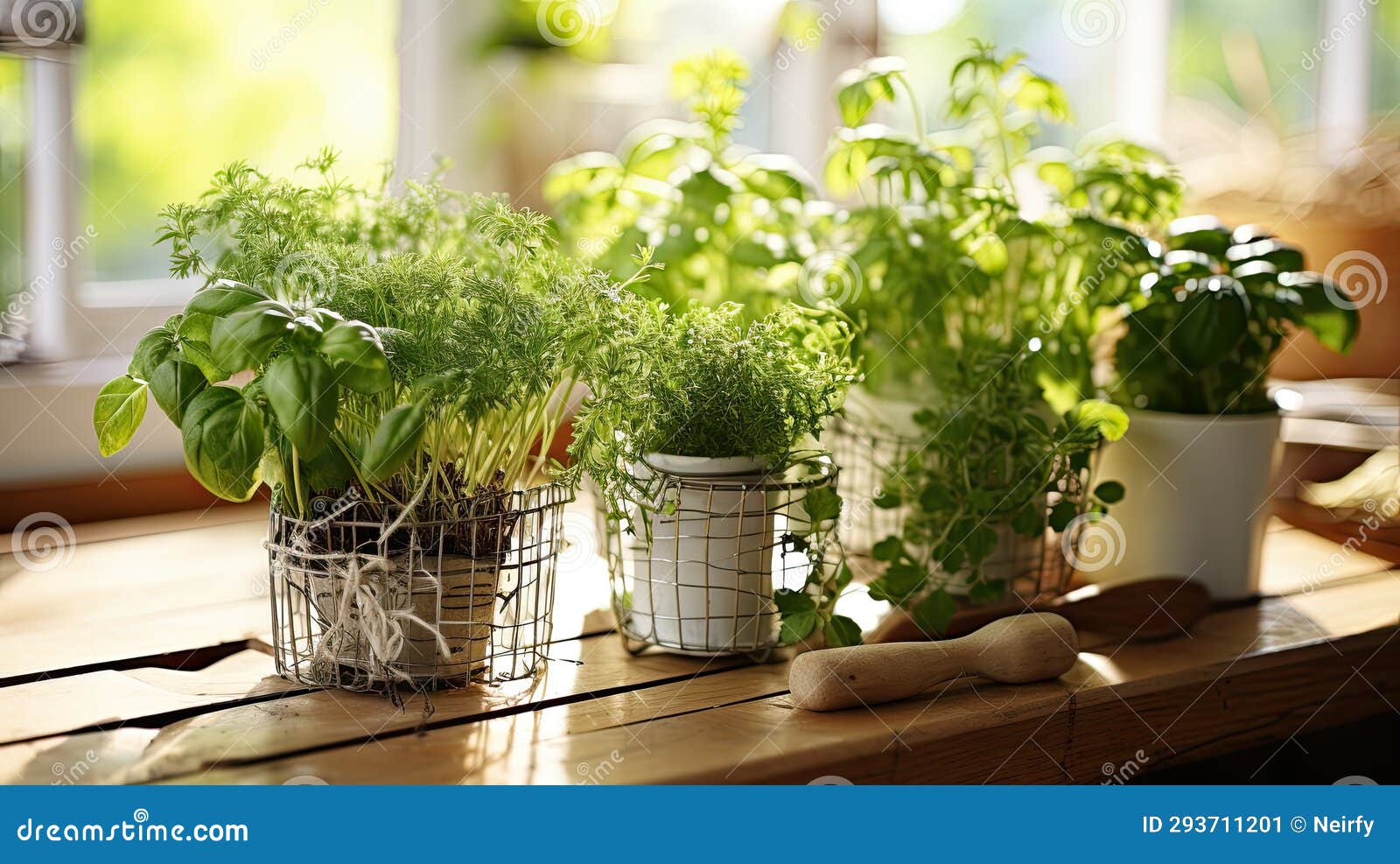 Kitchen Garden, Herbs on Windowsill Stock Image - Image of botany, food ...