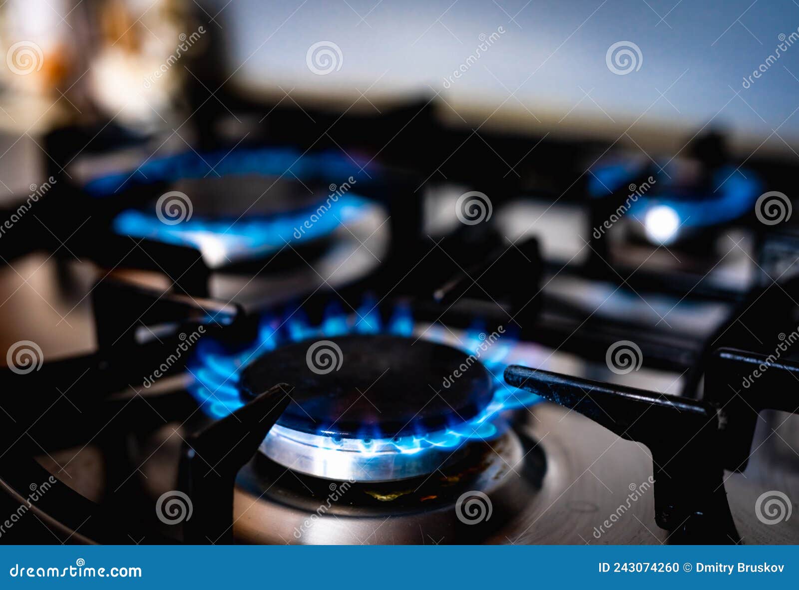 Kitchen gas burner flame stock photo. Image of glowing - 243074260