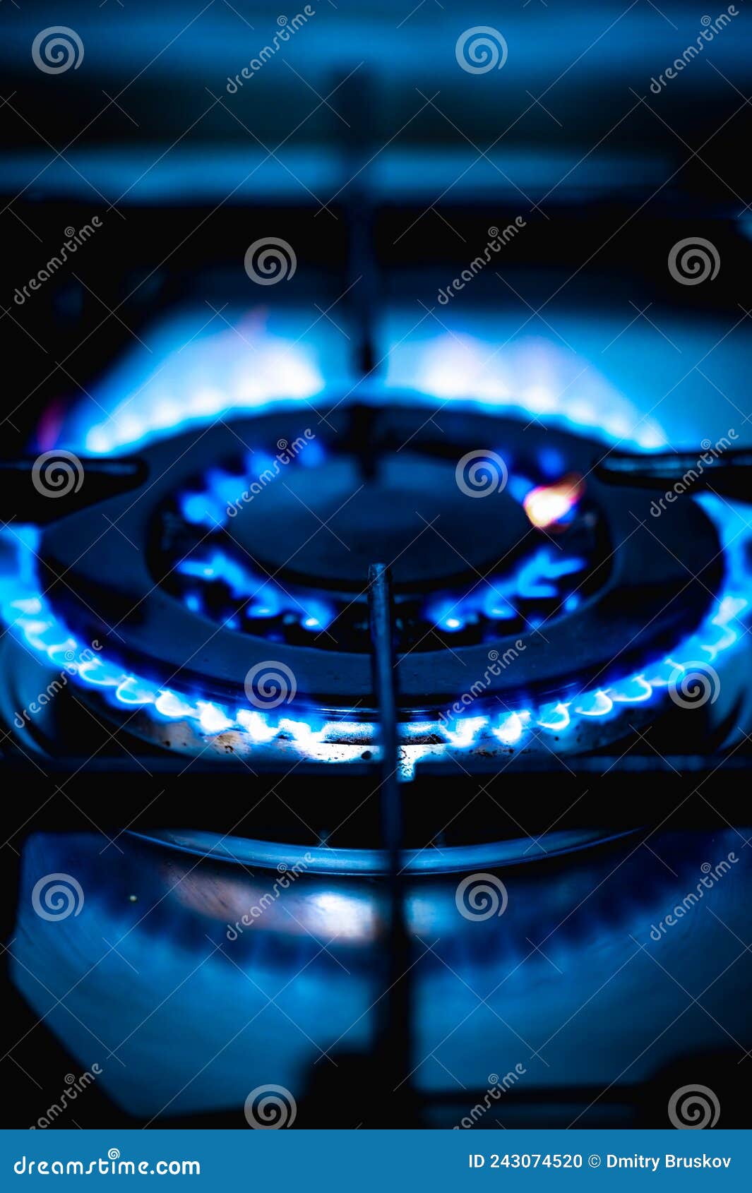 Kitchen gas burner flame stock photo. Image of close - 243074520