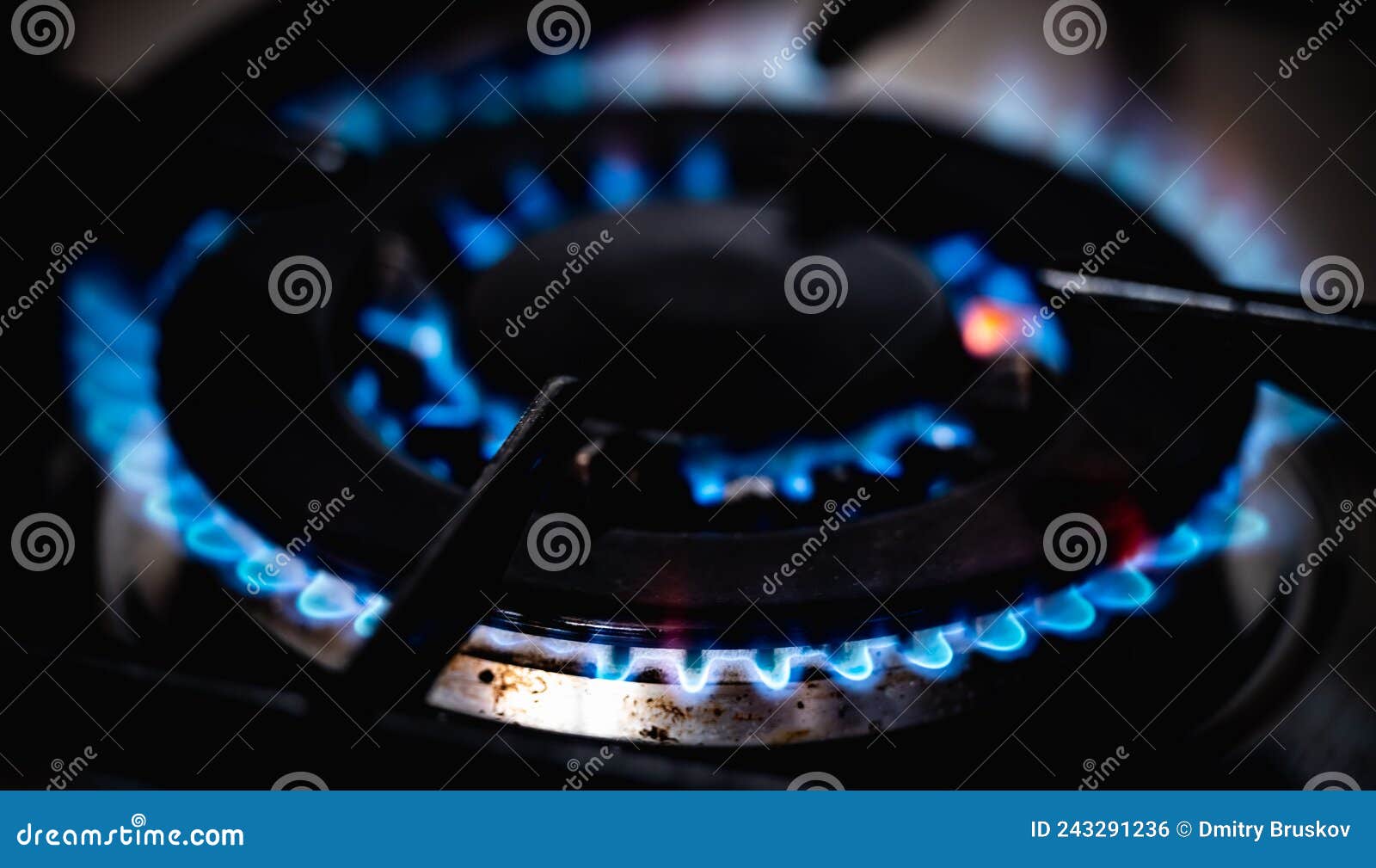 Kitchen gas burner flame stock photo. Image of generation - 243291236