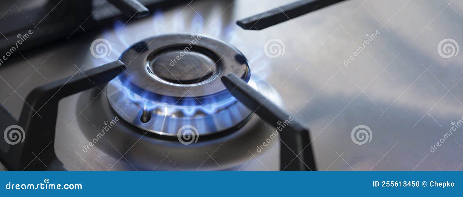 Kitchen Gas Cooker with Burning Fire Propane Gas Stock Photo - Image of ...