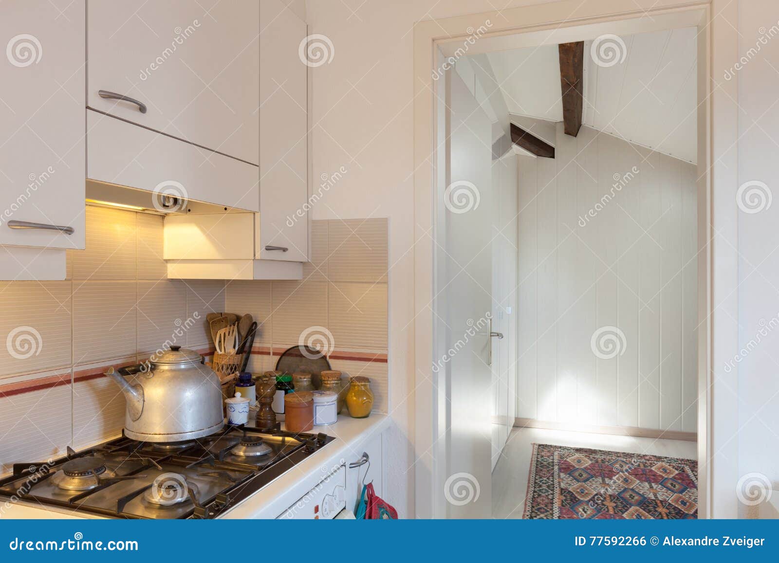 Kitchen, gas cooker stock photo. Image of door, vintage - 77592266