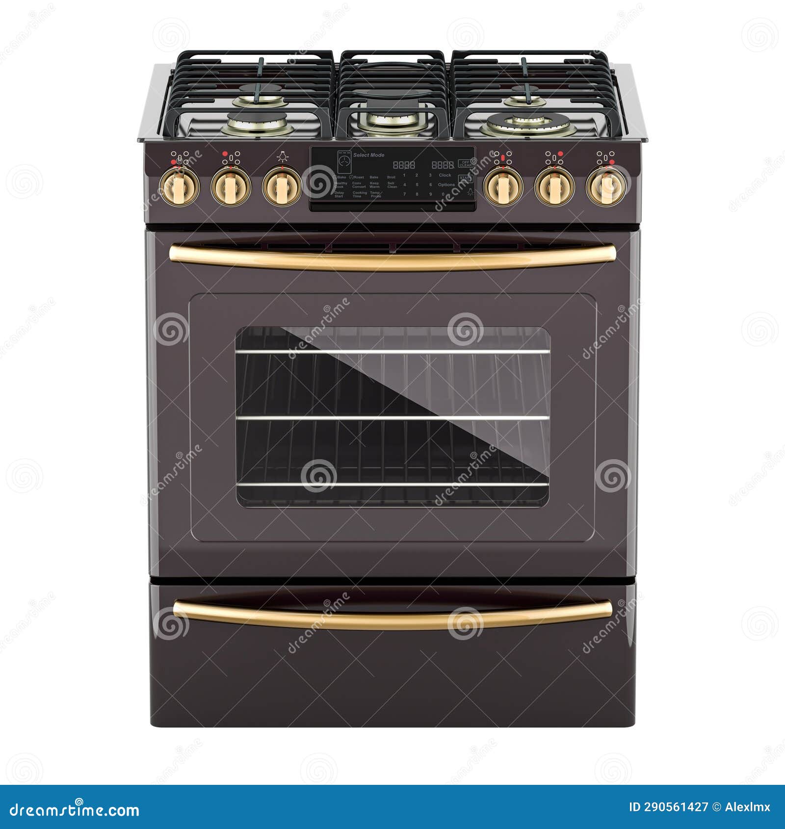 Kitchen Gas Stove with Oven, Front View. 3D Rendering Stock ...