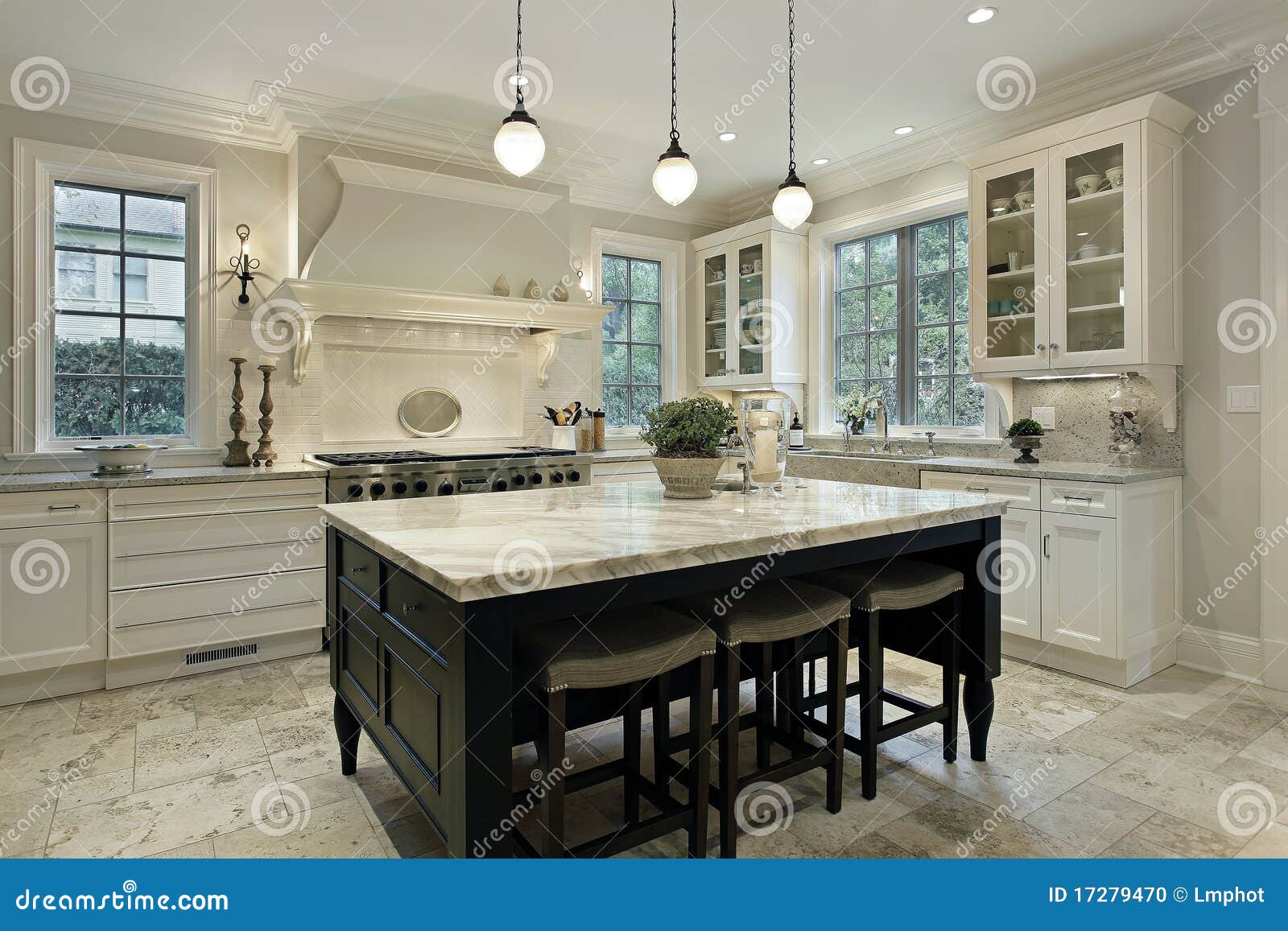 Kitchen with Granite Counter Tops Stock Photo - Image of decor ...