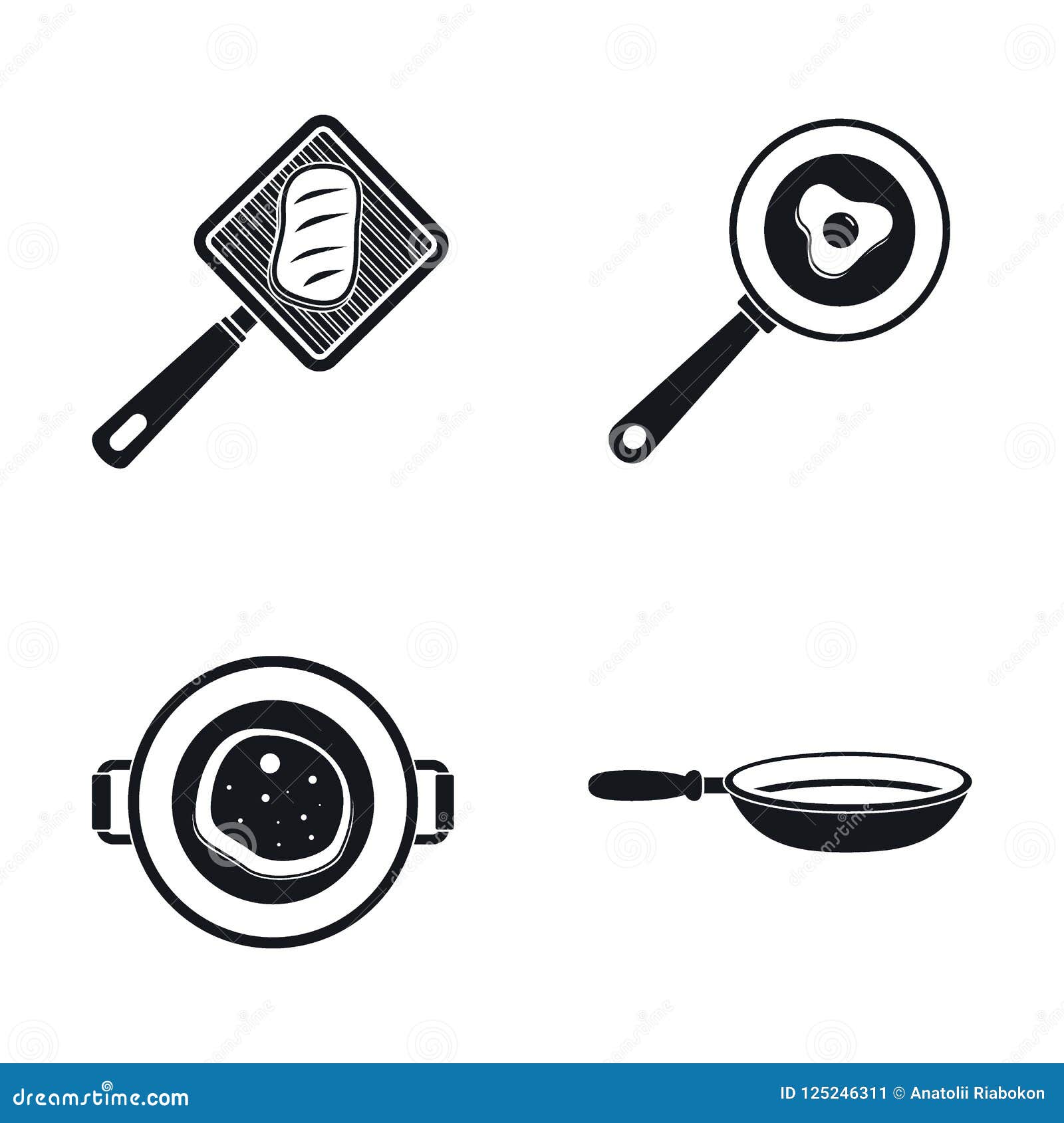 Kitchen Griddle Icon Set, Simple Style Stock Vector - Illustration of ...