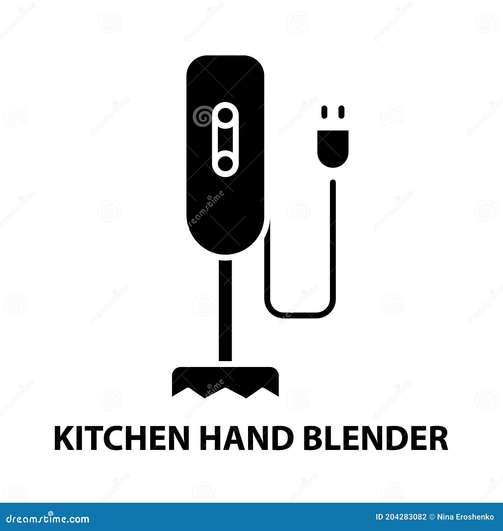 Kitchen Hand Blender Icon, Black Vector Sign with Editable Strokes ...