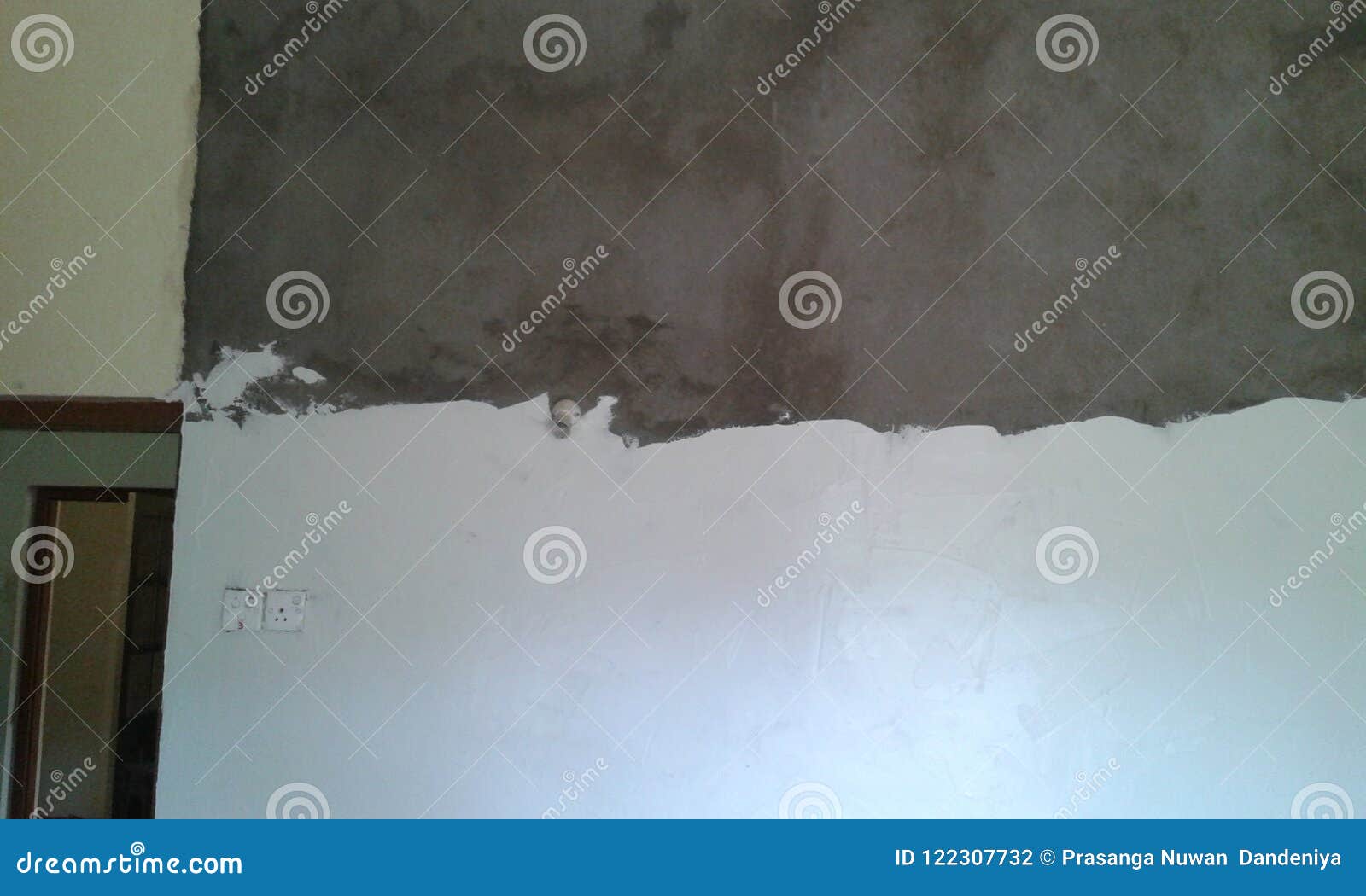Reconstruct Wall Using Cement Sand Ajd Putty Stock Photo - Image of ...