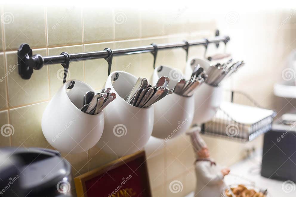 A kitchen hooks stock image. Image of shiny, white, cooking - 105529857