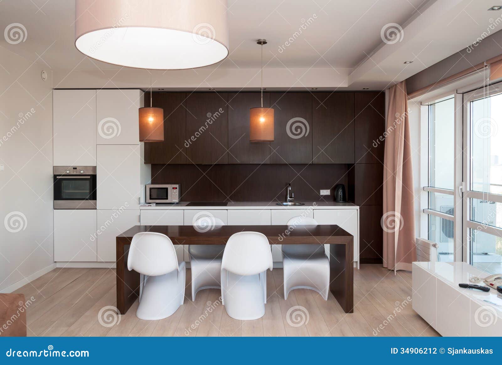 Kitchen in hotel apartment stock photo. Image of integral - 34906212
