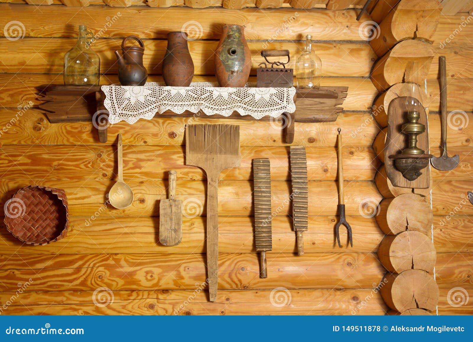 Kitchen in the House of a Poor Peasant in the Old Russian Style. Stock ...