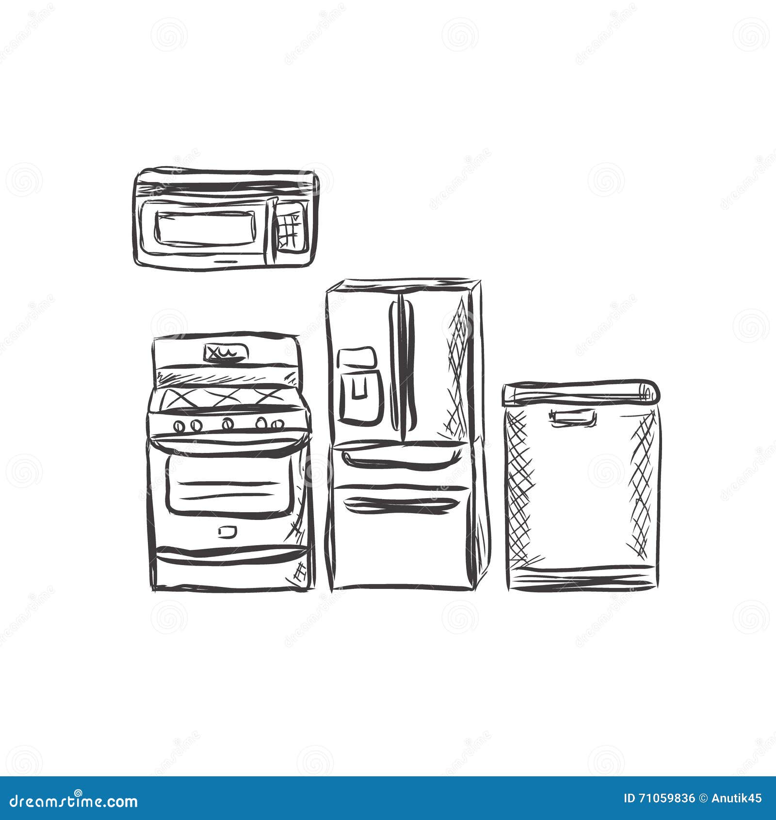 Kitchen Household Appliances, Design Element, Sketch, Vector ...
