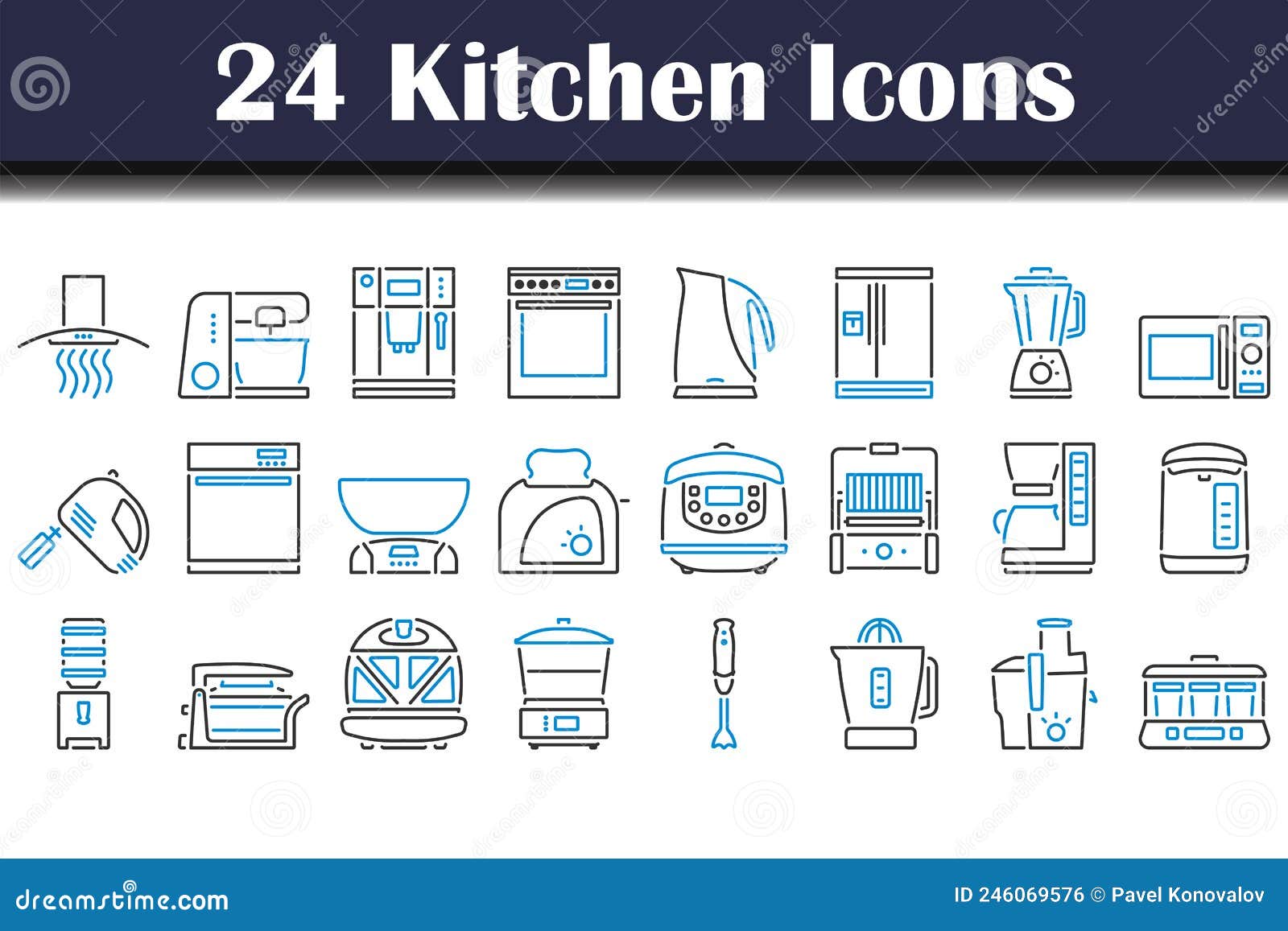 Kitchen Icon Set stock vector. Illustration of isolated - 246069576
