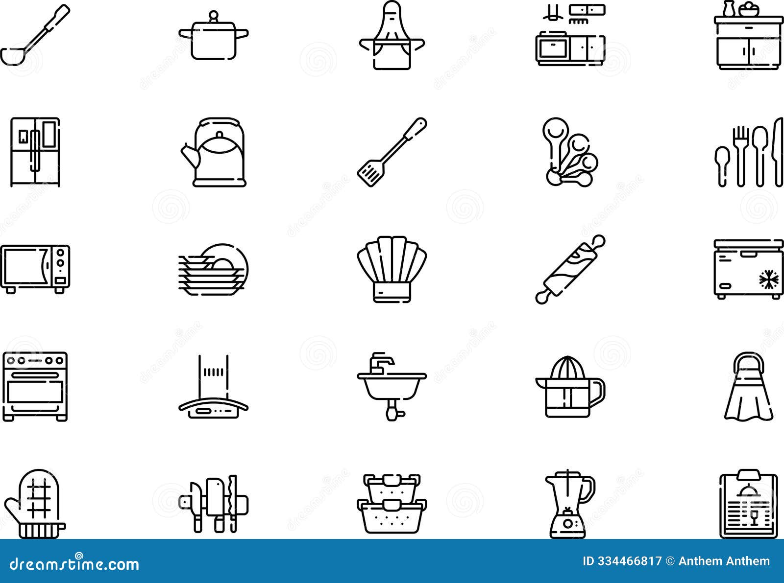 Kitchen Icons Collection is a Vector Illustration with Editable Stroke ...