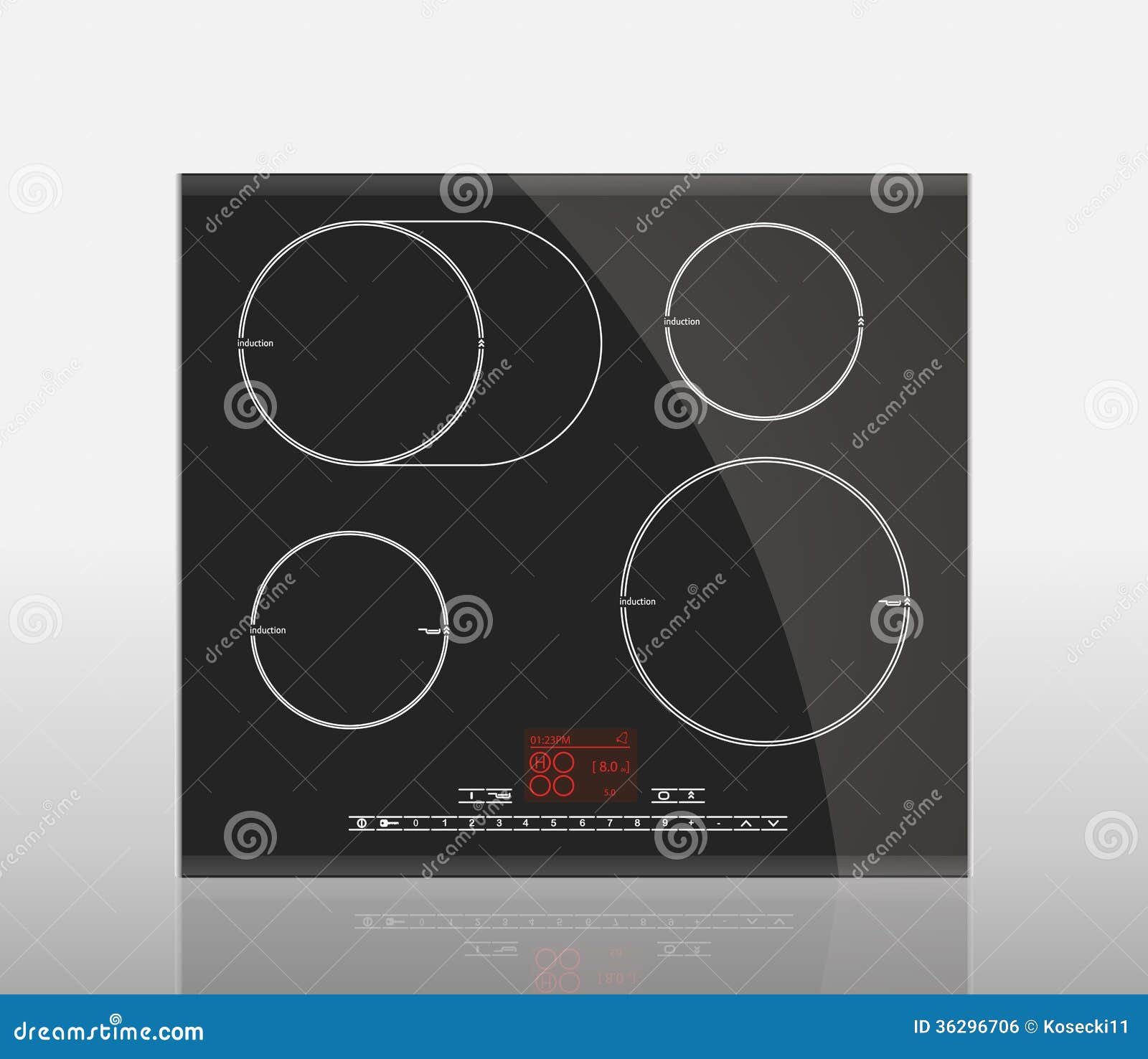 Kitchen - induction hob stock vector. Illustration of four - 36296706