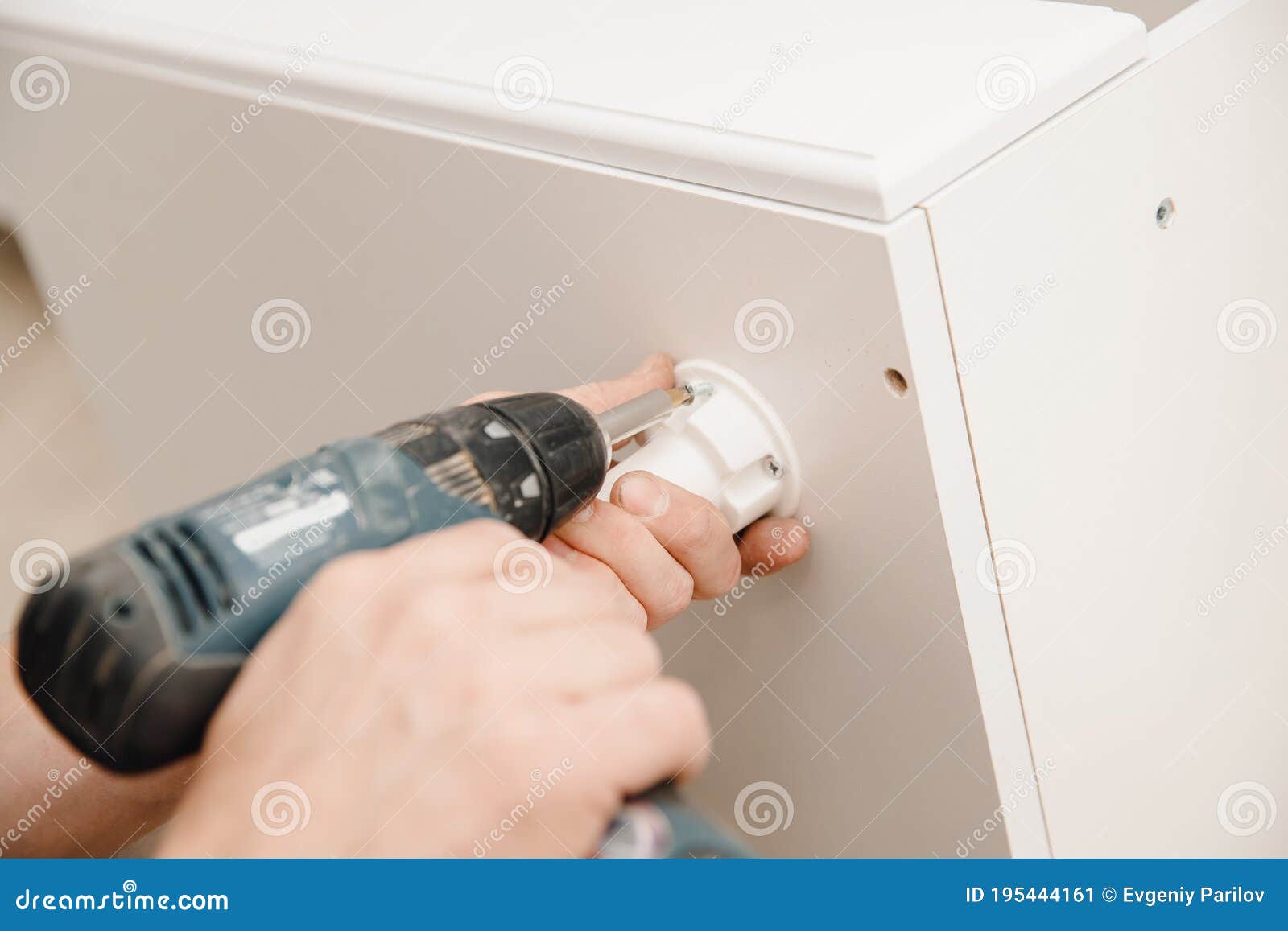 Kitchen Installation, Worker Twists Legs for Box Stock Image - Image of ...