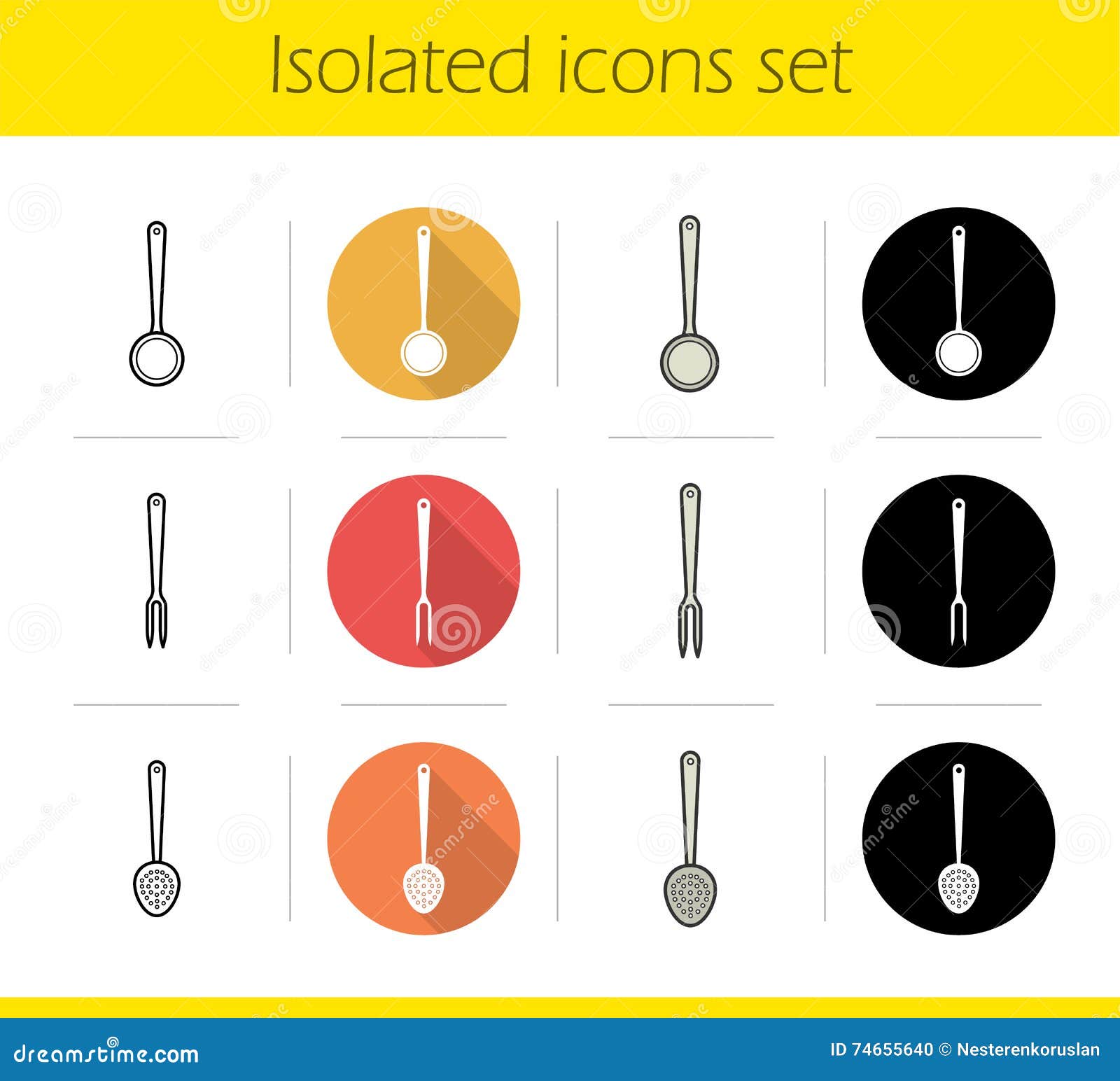 Kitchen Instruments Icons Set Stock Vector - Illustration of ...