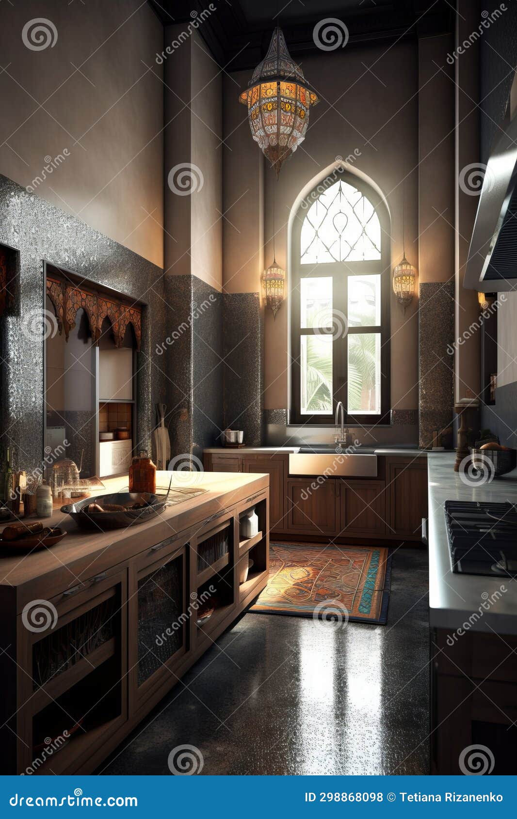 Kitchen Interior in Arabic Style House Stock Illustration ...