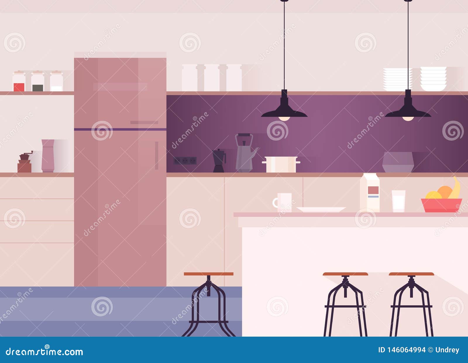 Kitchen Interior. Comfortable Dining-room Kitchen Utensils and ...