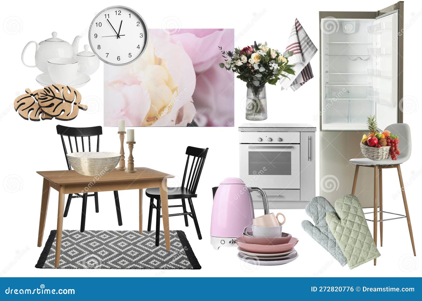 Kitchen Interior Design. Collage with Different Combinable Furniture ...