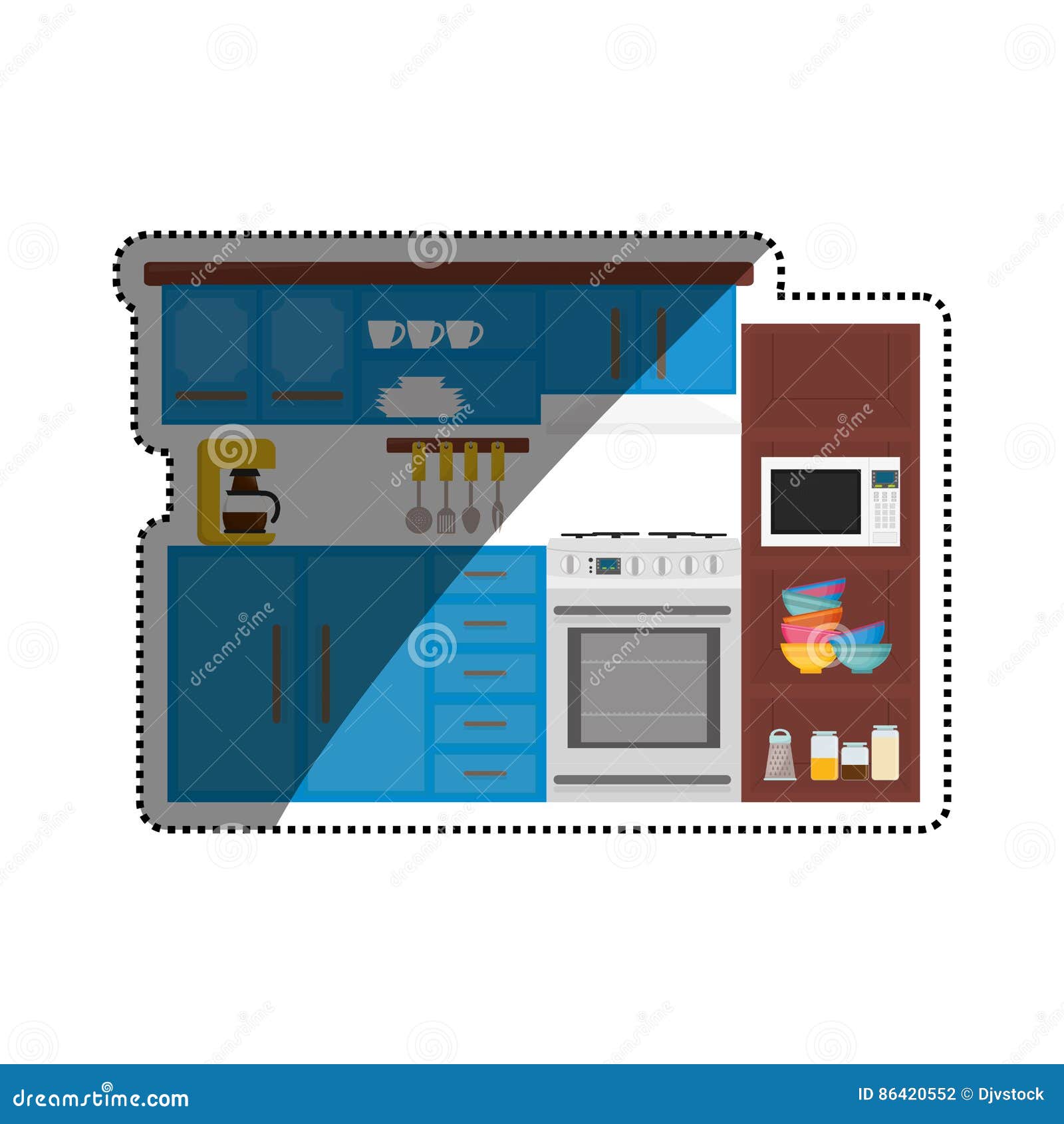 Kitchen interior design stock illustration. Illustration of light ...
