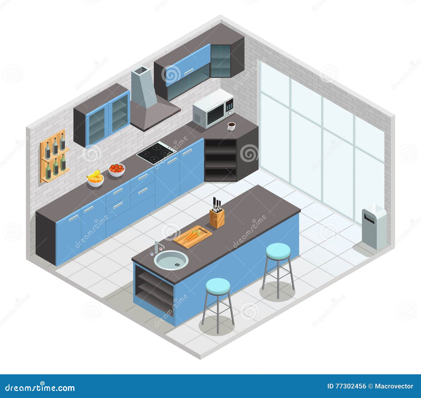 Kitchen Interior Isometric Concept Stock Vector - Illustration of album ...