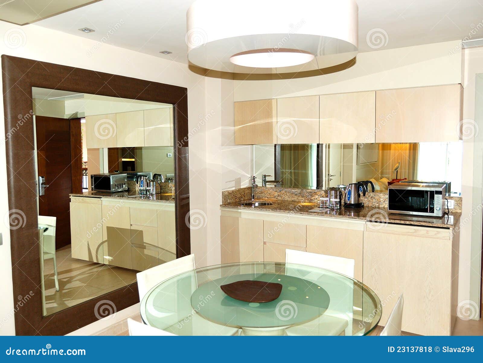 Kitchen Interior at Luxury Villa Stock Photo - Image of indoor, island ...