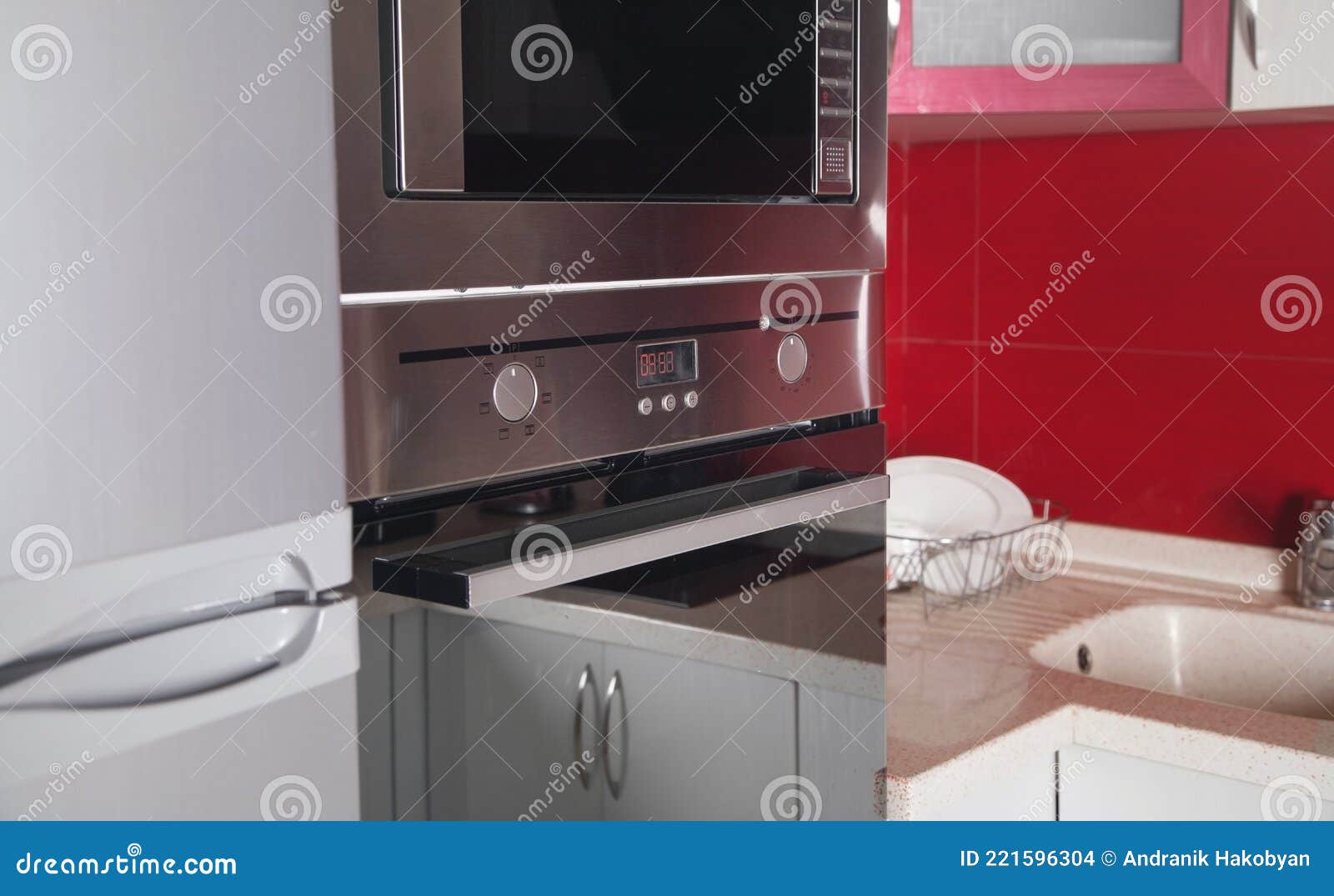 Kitchen Interior with Modern Electric Oven. Kitchen Design Stock Photo ...