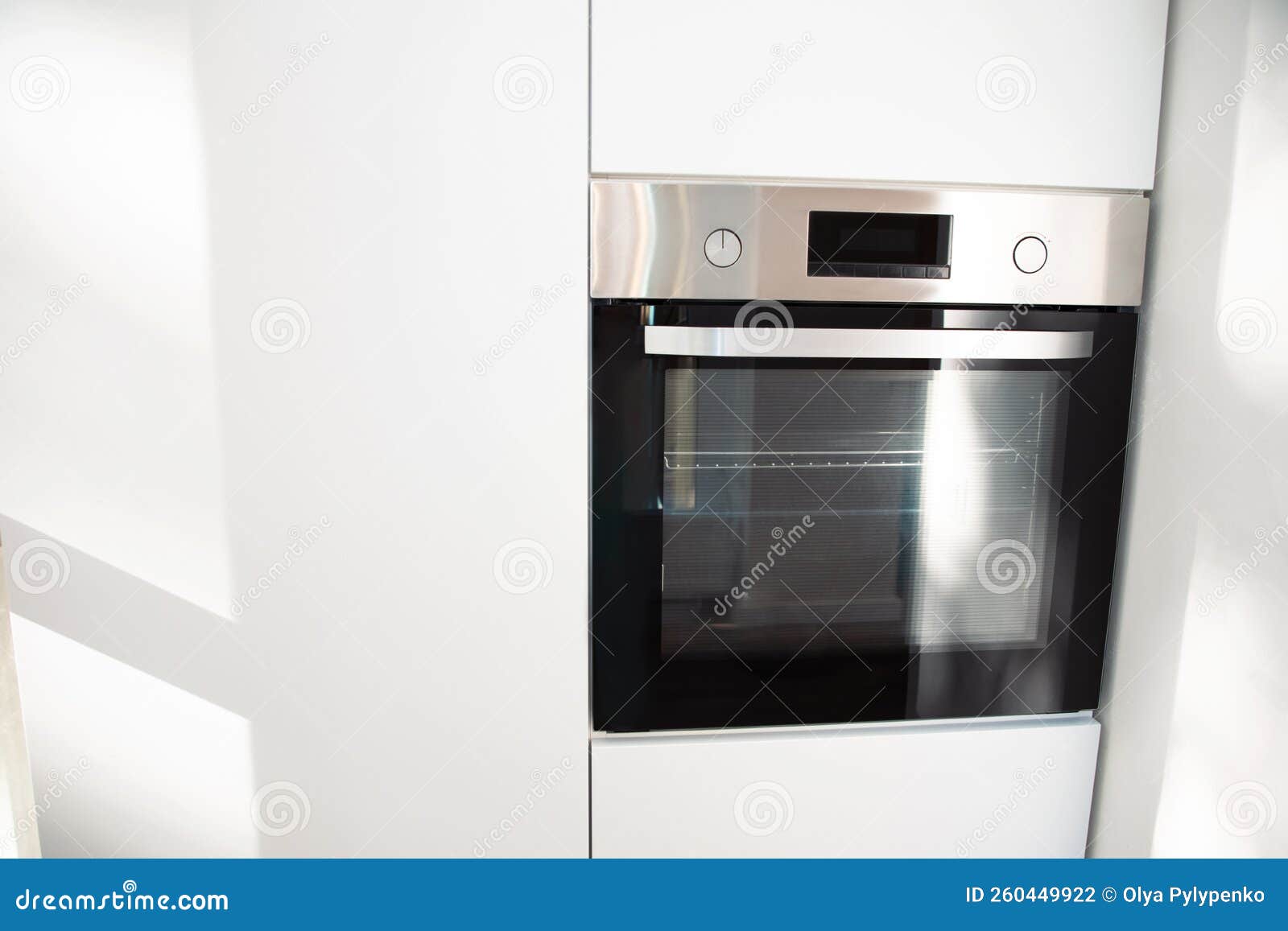 Kitchen Interior. a Modern Open Oven Built into a White Kitchen Stock ...