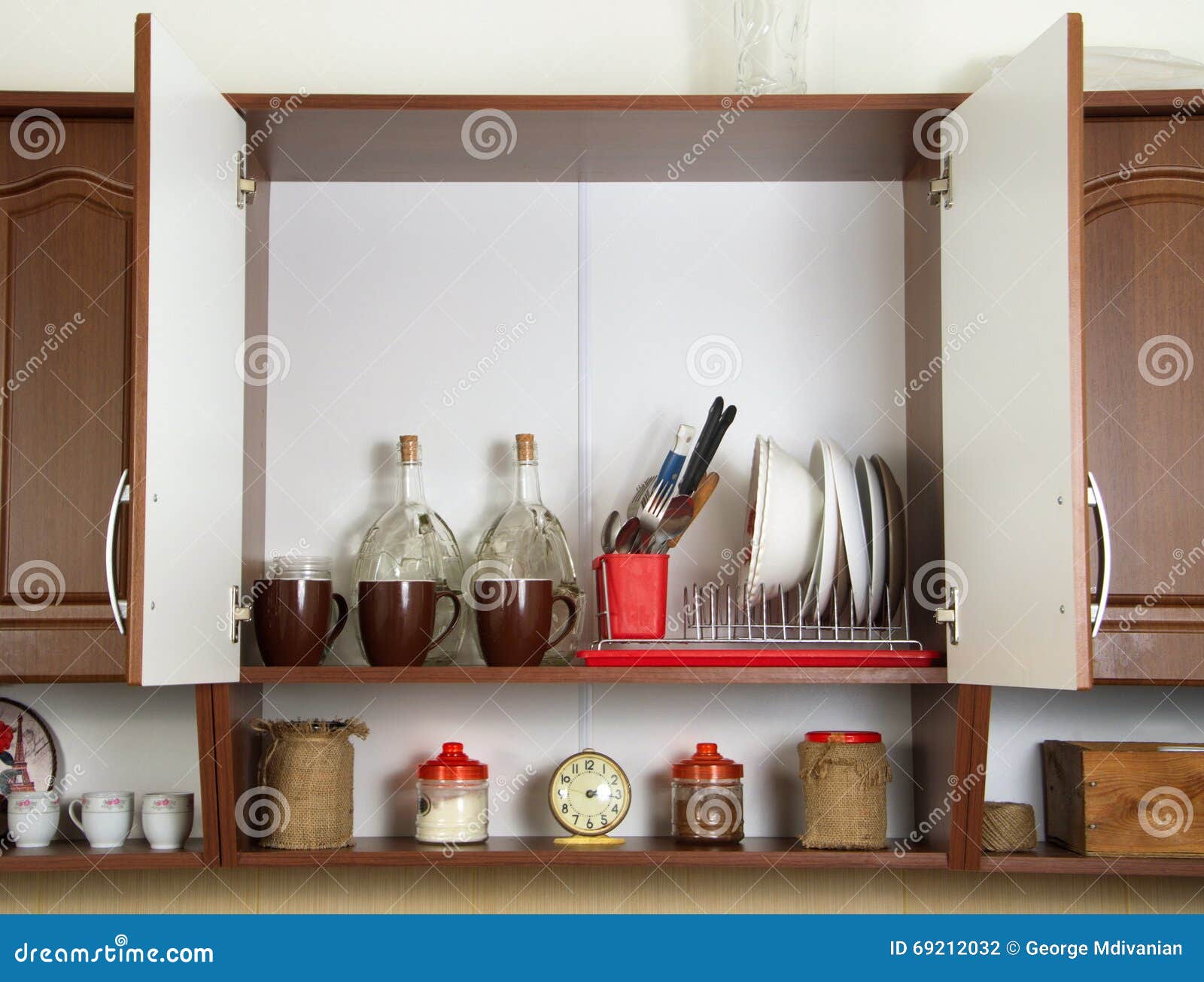 Kitchen Interior with Open Door Stock Photo - Image of domestic ...