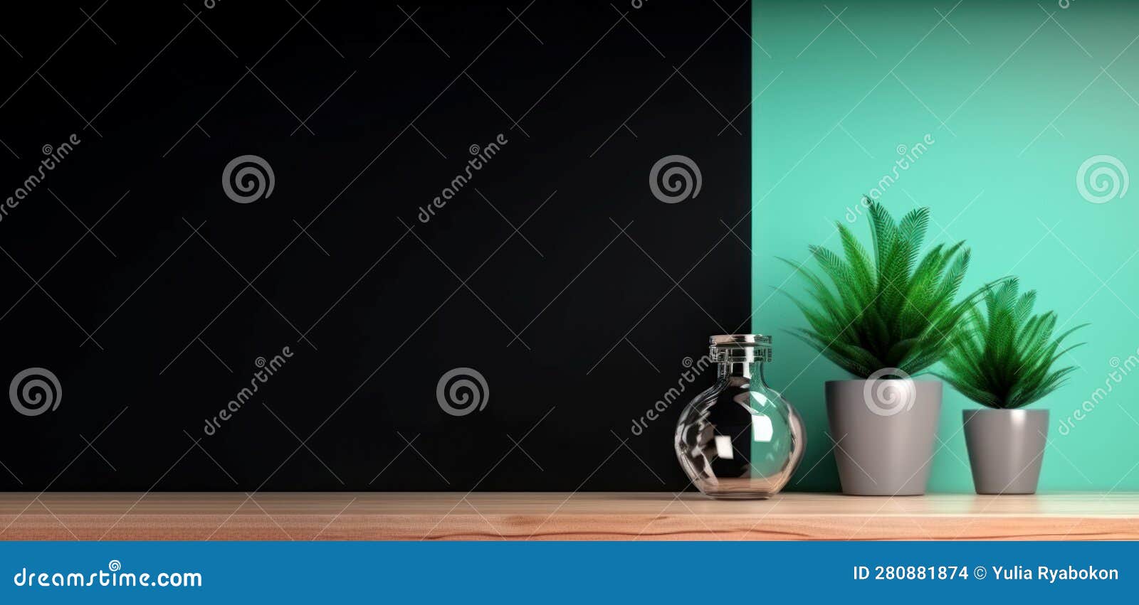 Kitchen Interior Plant Pot Banner. Generate Ai Stock Illustration ...