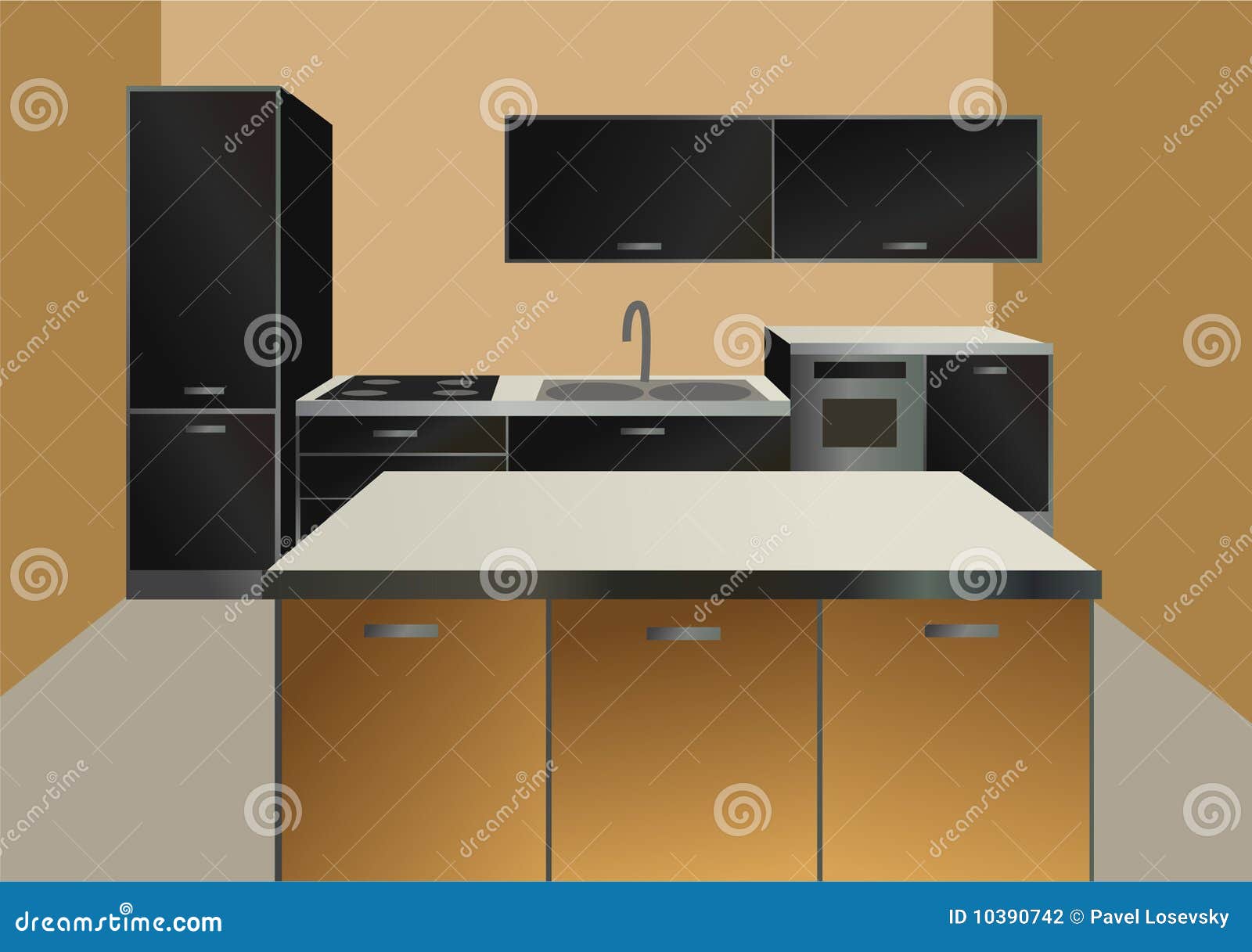 Kitchen interior vector stock vector. Illustration of house - 10390742