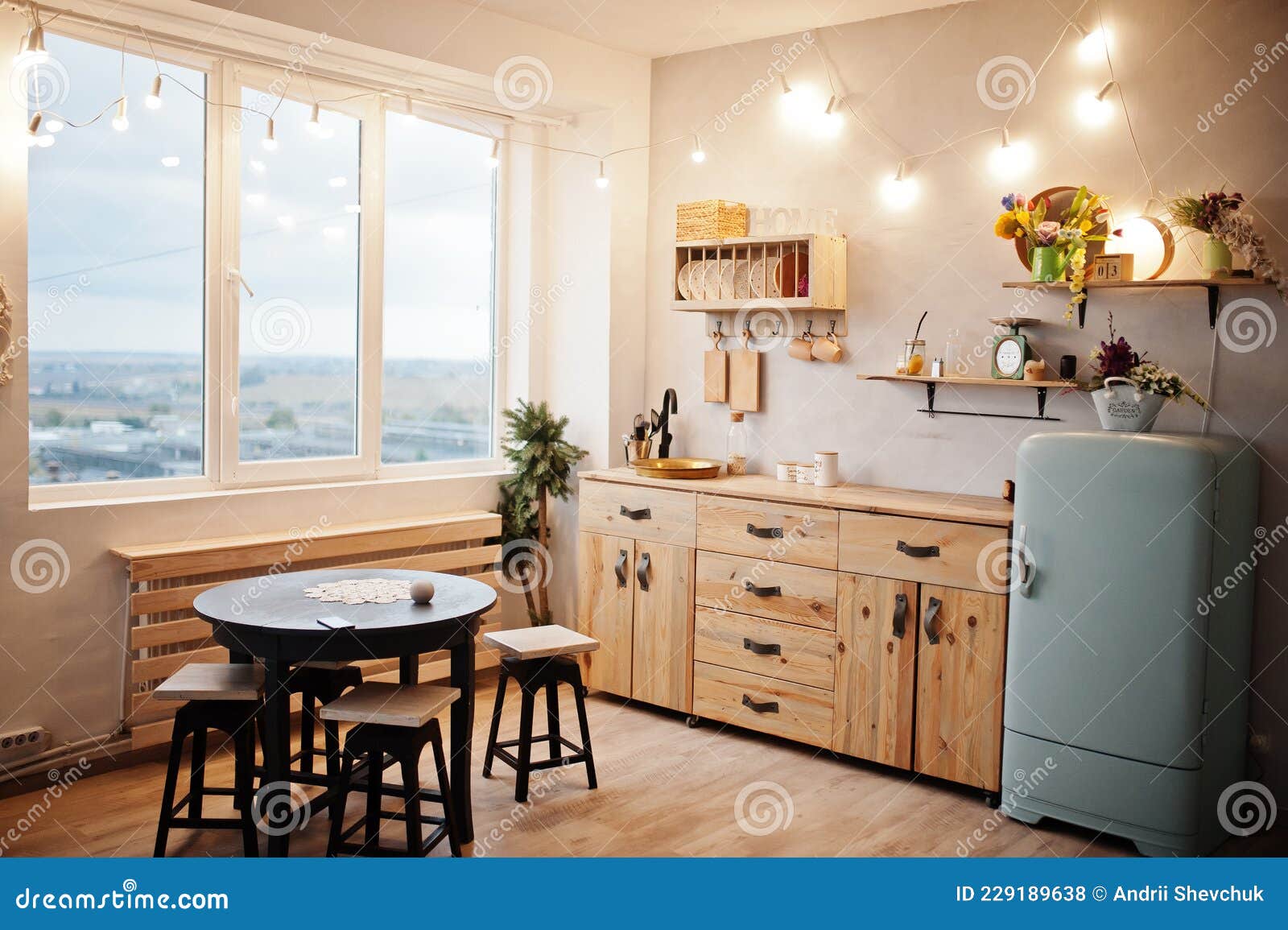 Kitchen Interior with Vintage Old Kitchenware Stock Photo - Image of ...