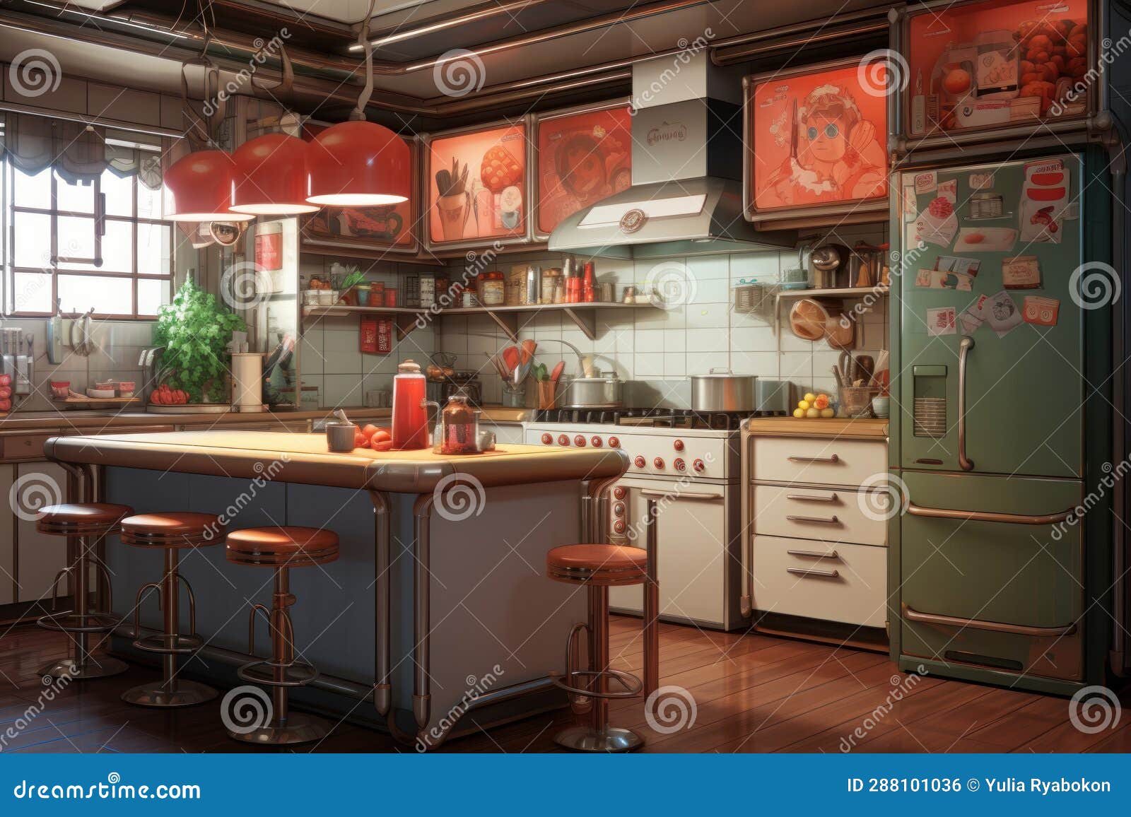 Kitchen Island Anime Visual Novel Game. Generate Ai Stock Illustration ...