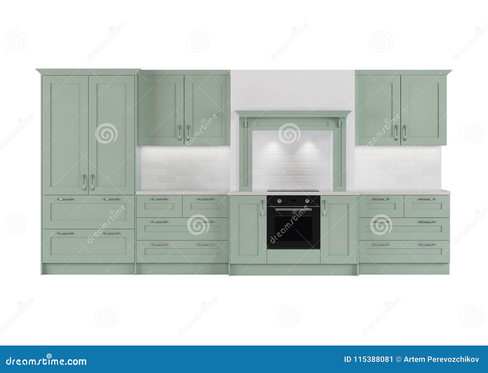 Kitchen Isolated on White Background. Stock Image - Image of white ...