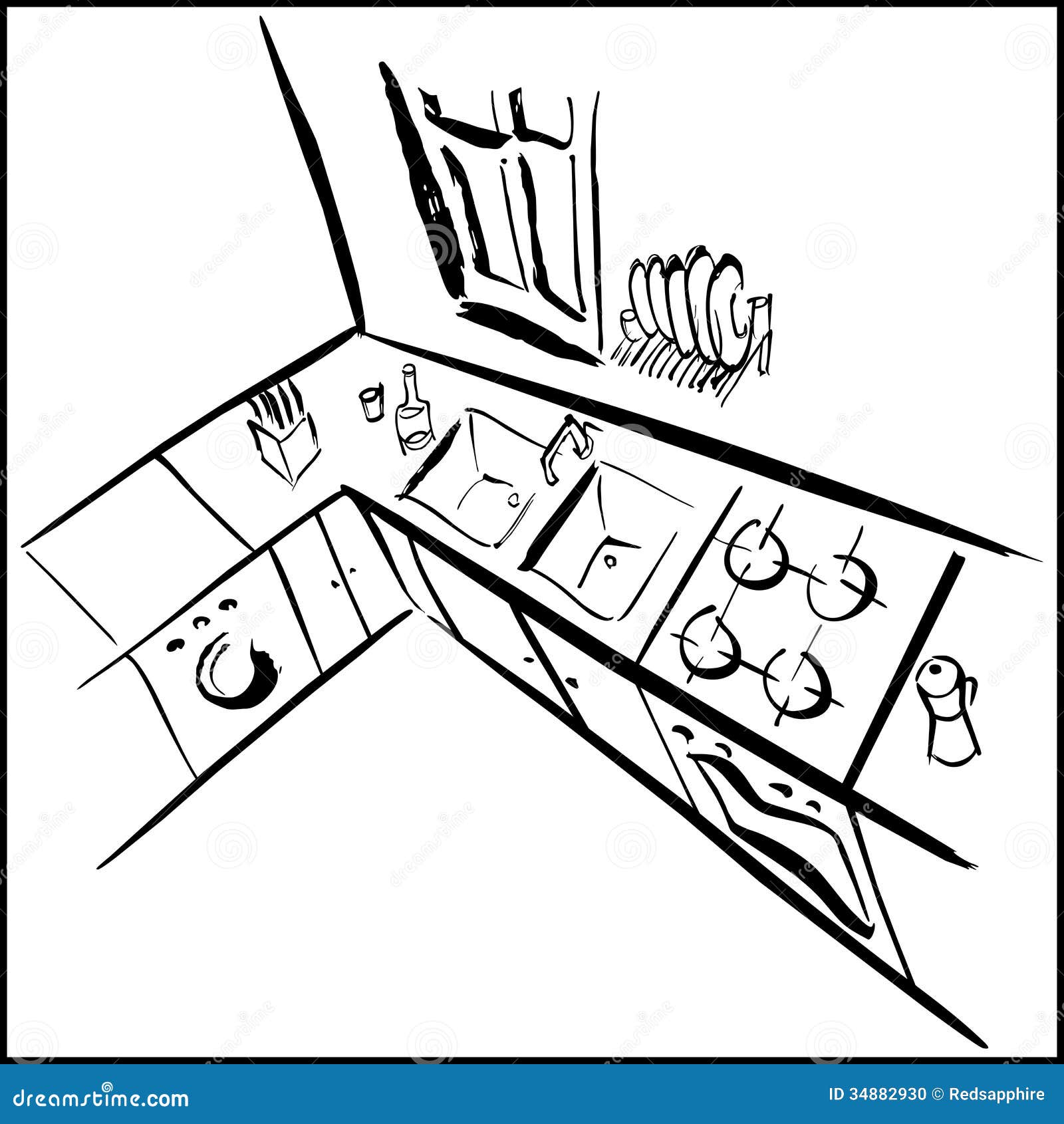 Kitchen stock illustration. Illustration of house, dining - 34882930