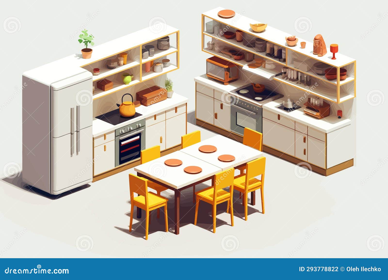 Kitchen Isometric Vector Flat Minimalistic Isolated Illustration Stock ...