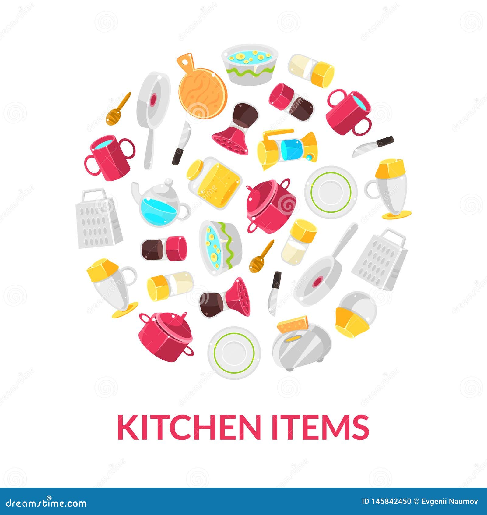 Kitchen Items Banner Template with Cooking Utensils Vector Illustration ...