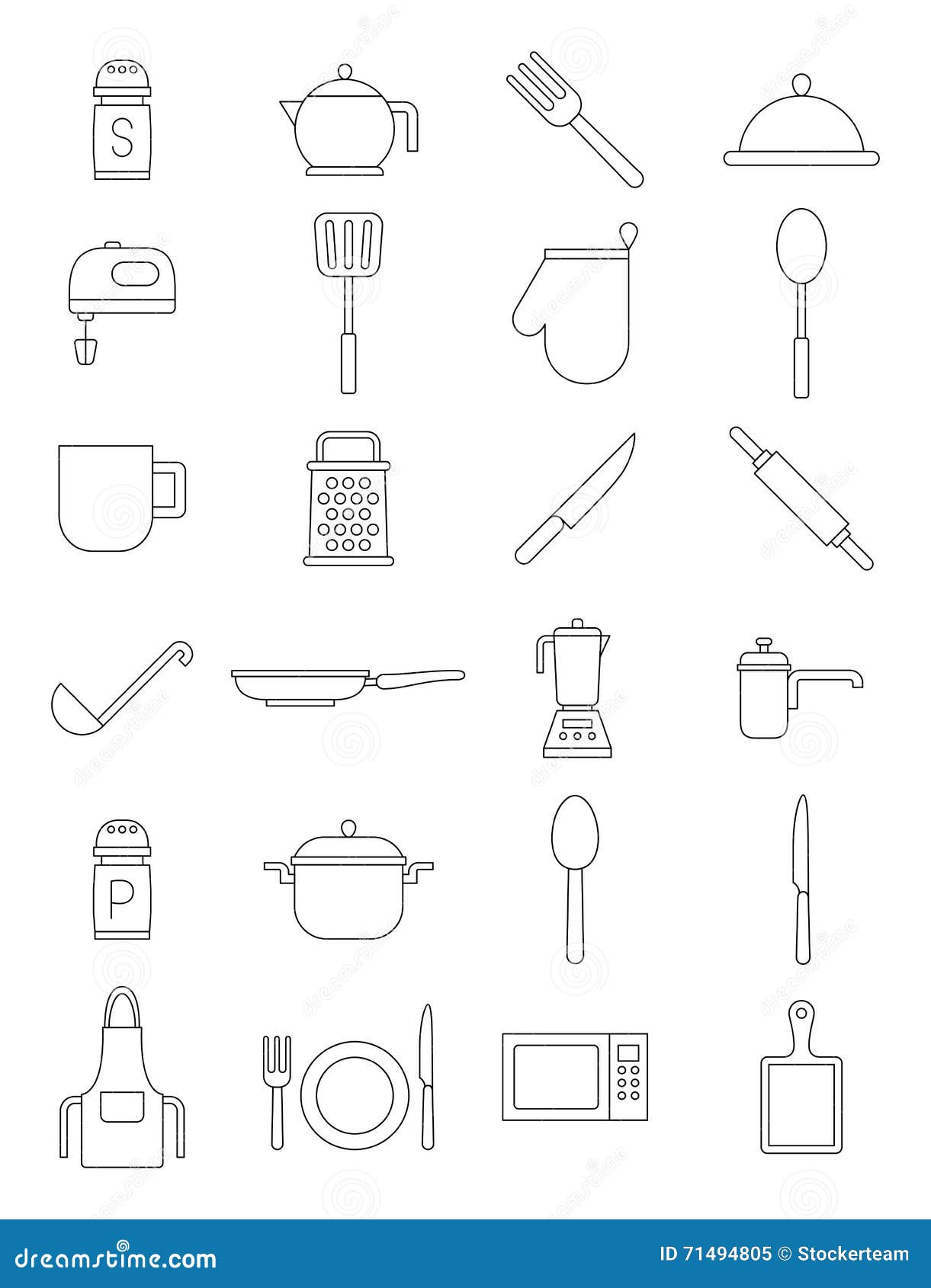 Kitchen Items Vector. Refrigerator, Table, Food, Tableware, Objects ...