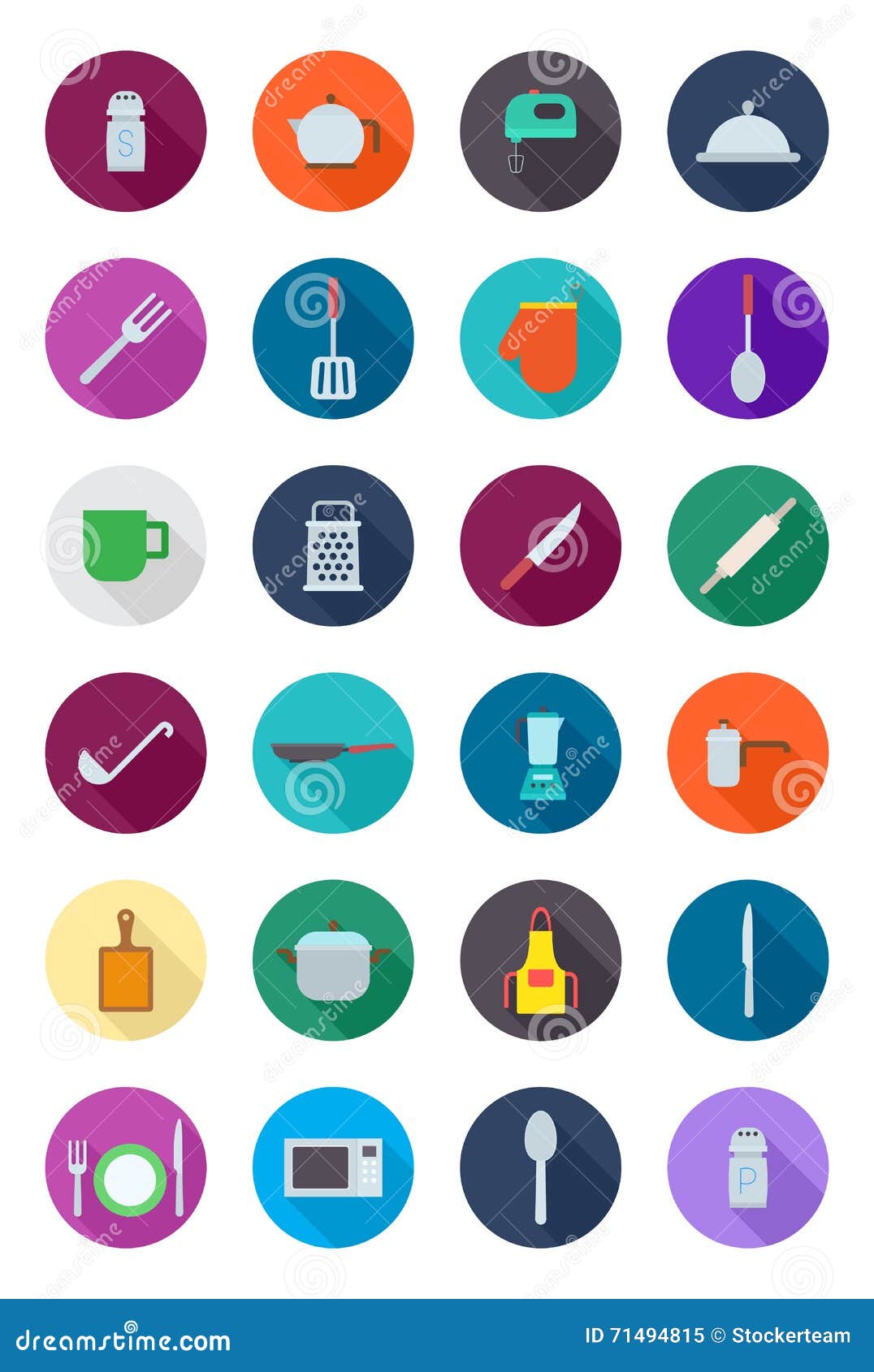 Kitchen Items Round Icons Set Stock Illustration - Illustration of line ...
