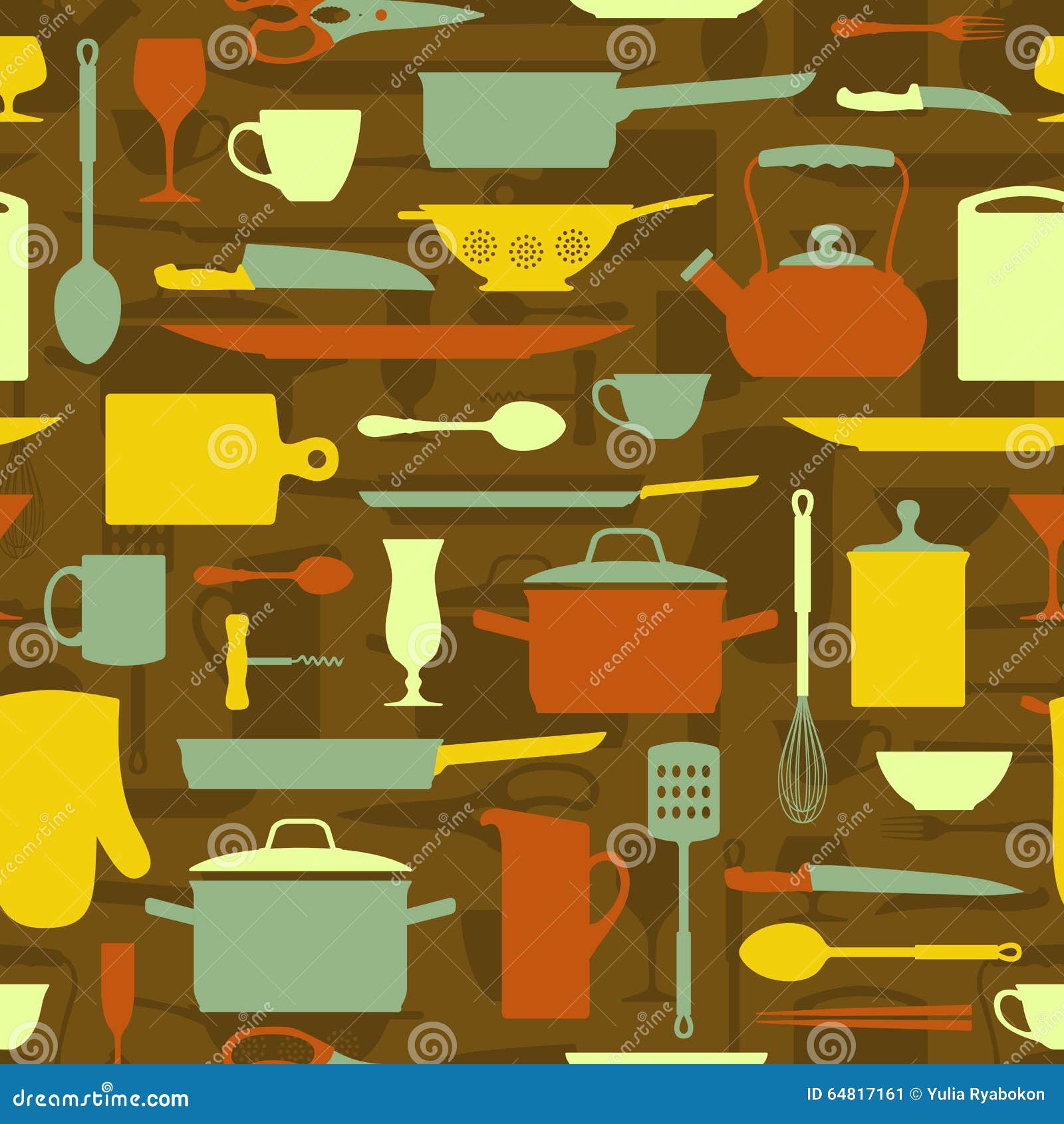 Kitchen Items Seamless Pattern Stock Vector - Illustration of graphics ...