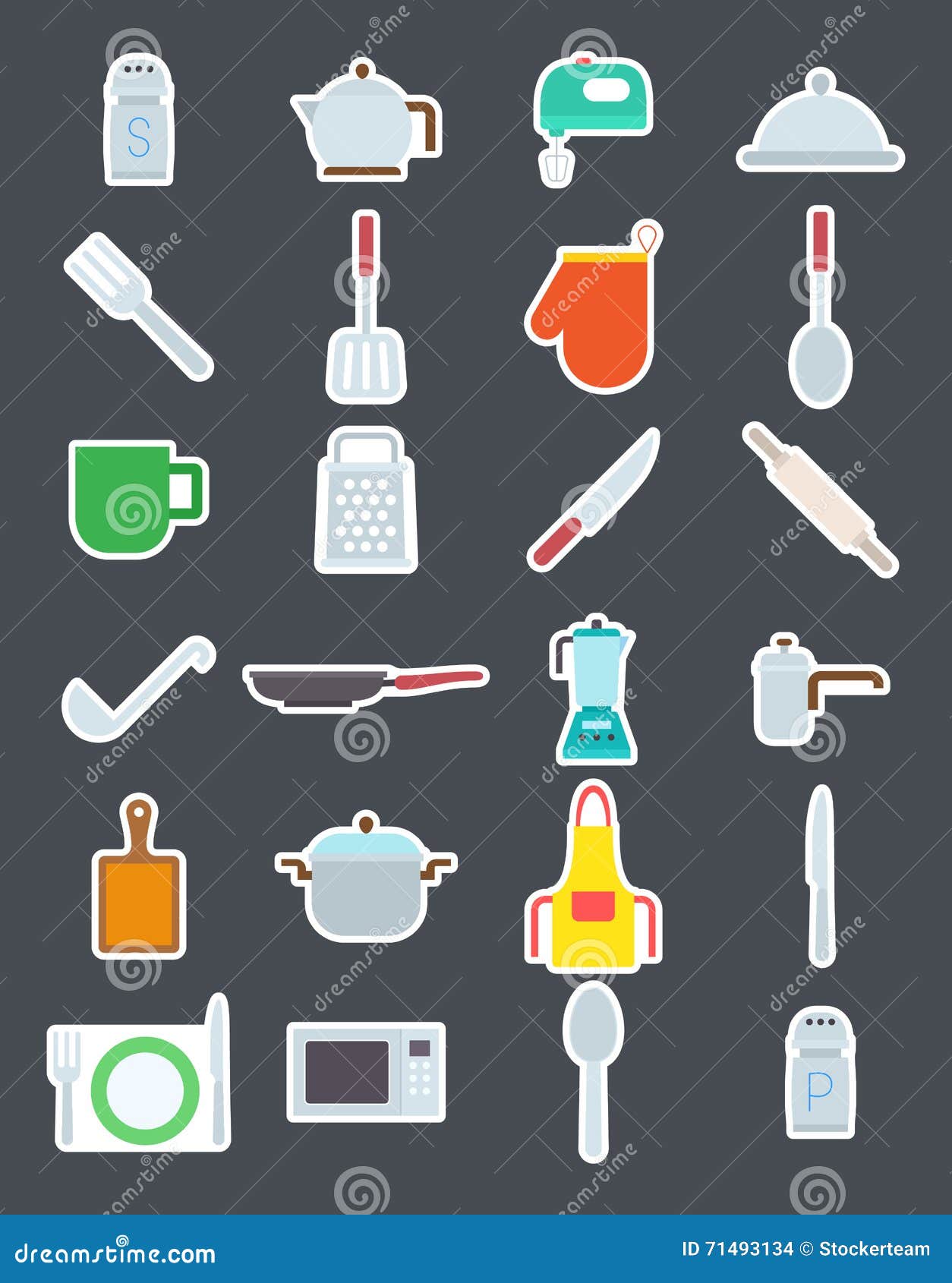 Kitchen Items Vector Icons Set Stock Vector - Illustration of black ...