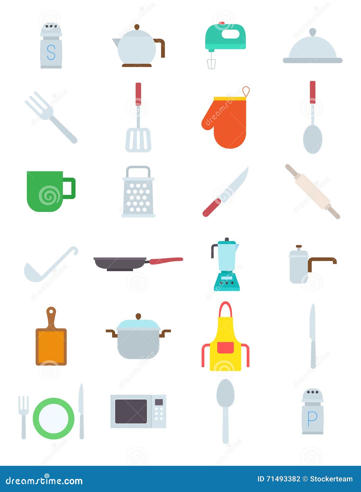 Kitchen Items Vector Icons Set Stock Vector - Illustration of cooking ...
