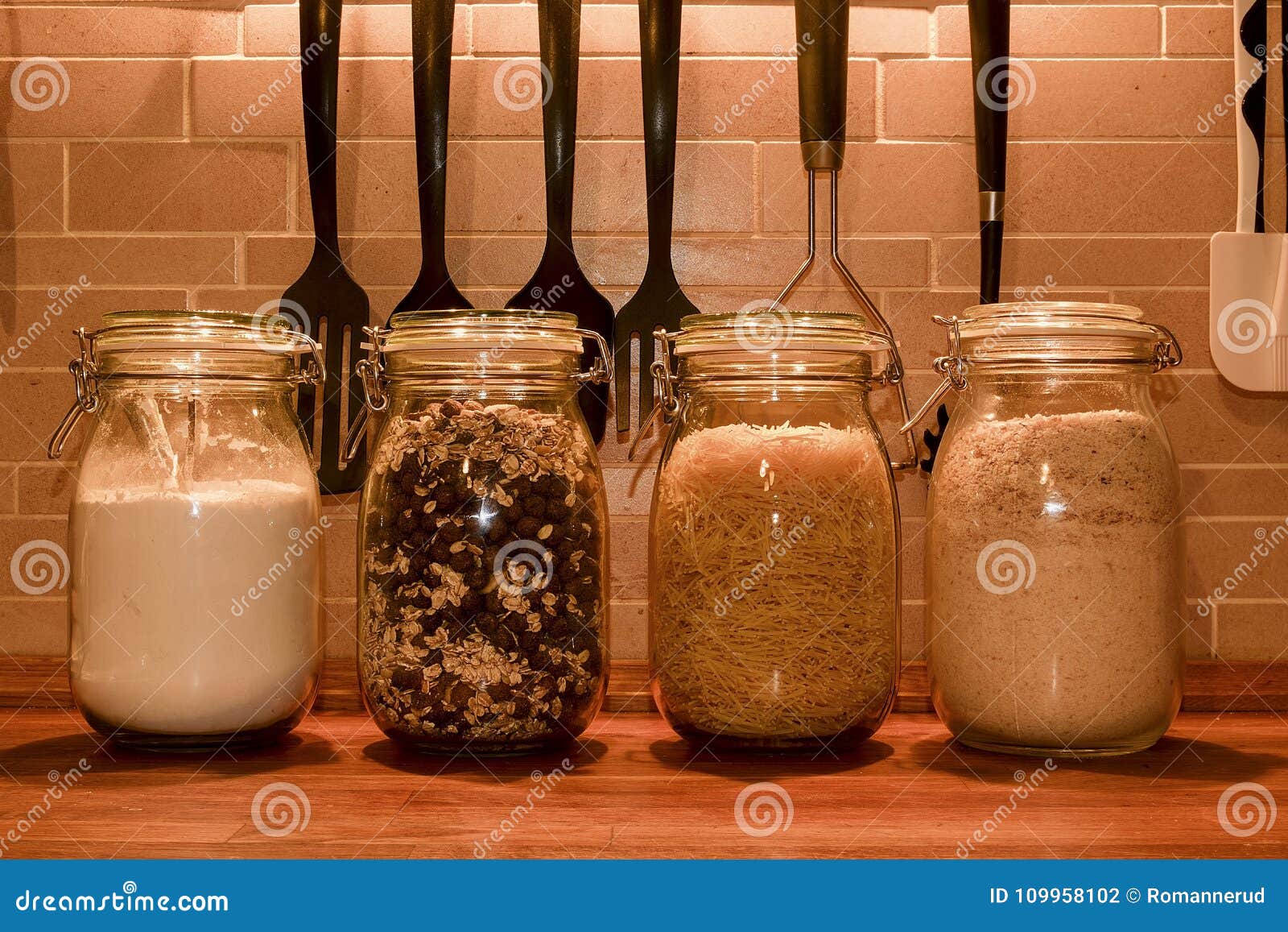 Kitchen Jars for Kitchen Ingredients. Kitchen Tools for Cooking Stock ...