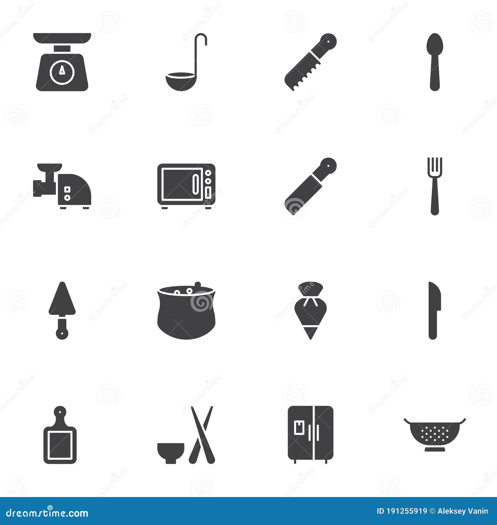 Kitchen, Kitchenware Vector Icons Set Stock Vector - Illustration of ...