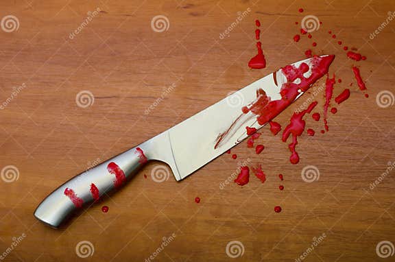 Kitchen knife in blood stock image. Image of wood, wounded - 45655847